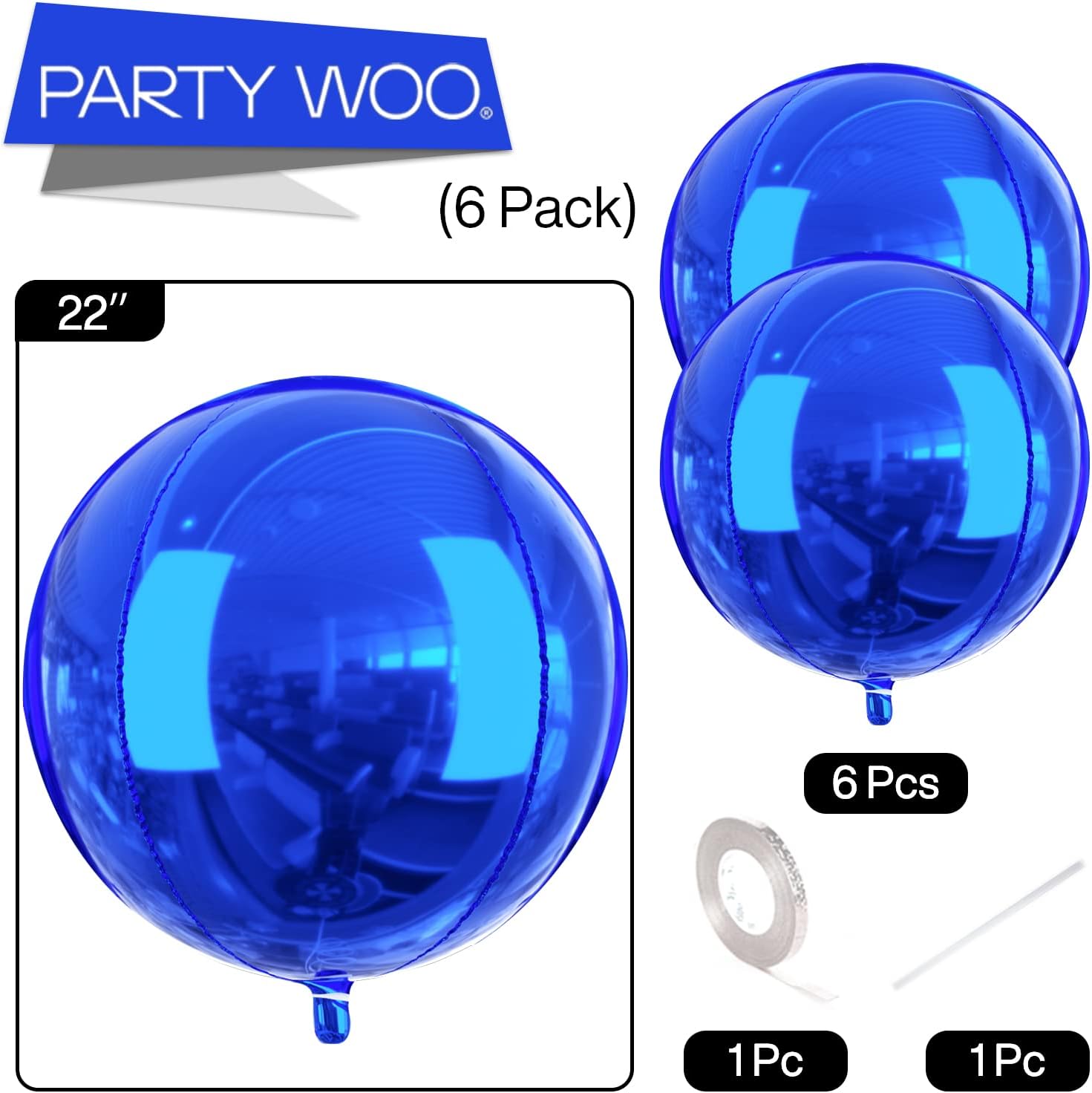 PartyWoo Globos azules, 6 piezas de decoración de cumpleaños azul rey ...
