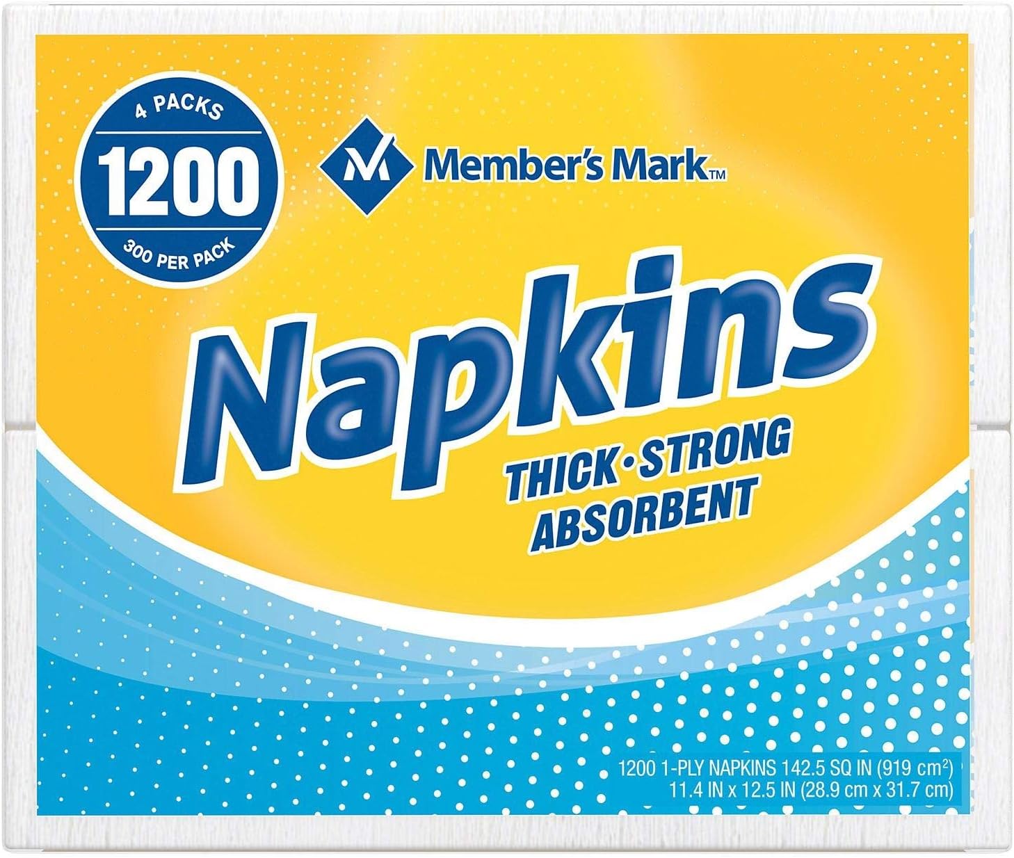 Amazon.com: Member's Mark 1-Ply Everyday White Napkins 11.4 x 12.5 (300 ...