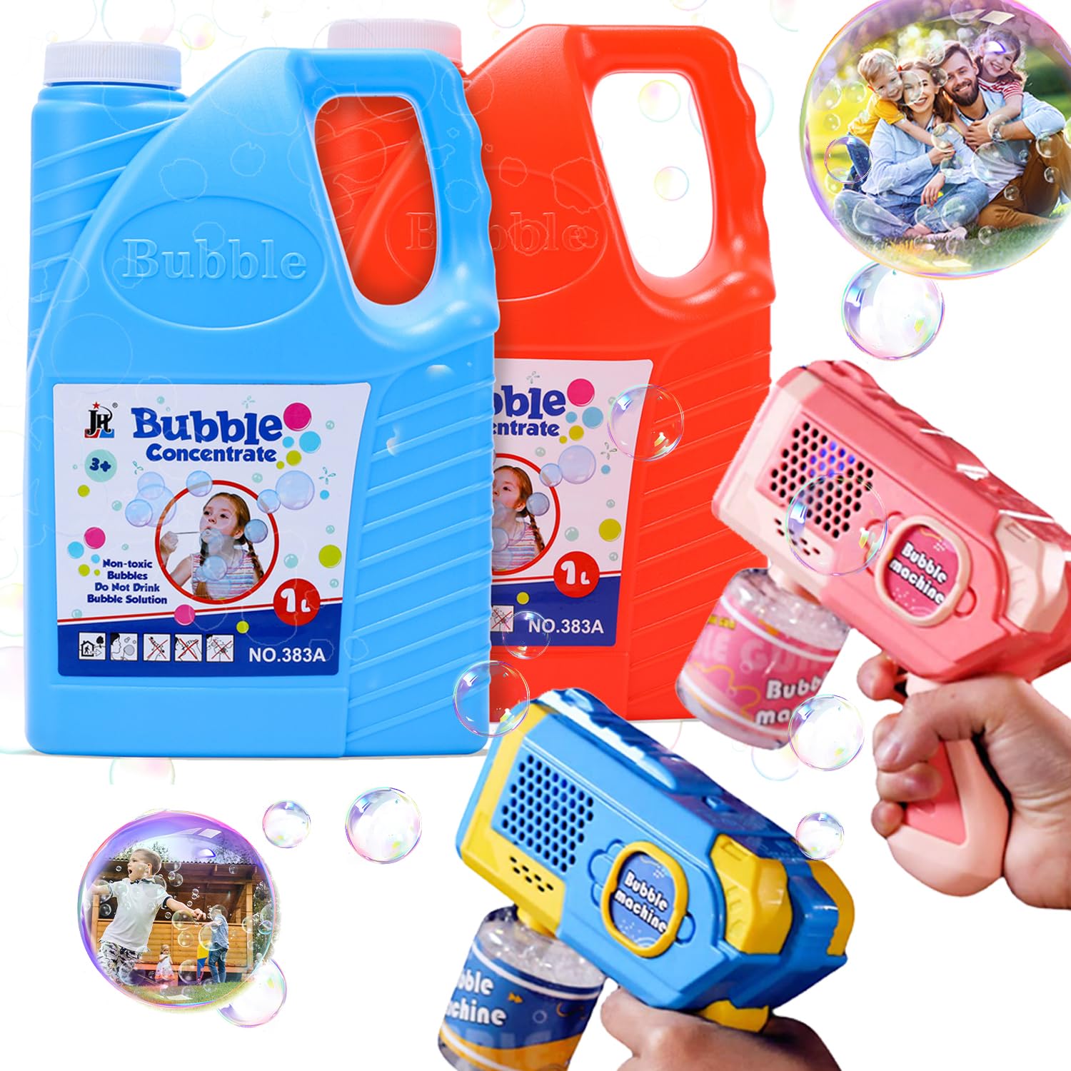 Amazon.com: EagleStone 2 Pack Bubble Gun Machine for Kids, Automatic Light Up Bubble Blower with ...