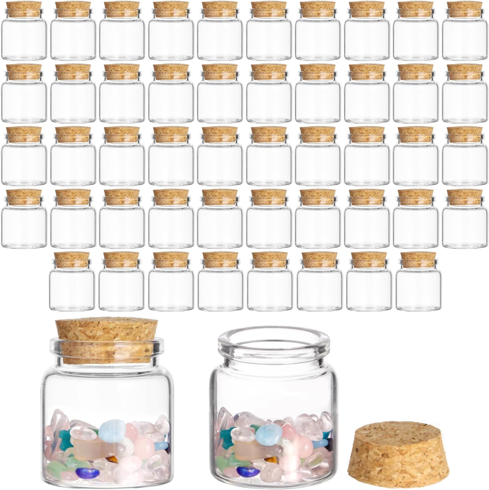 Amazon.com: 48 Pcs Small Glass Bottles with Cork, 50 ml Vials Jars Mini Potion Bottles Empty ...