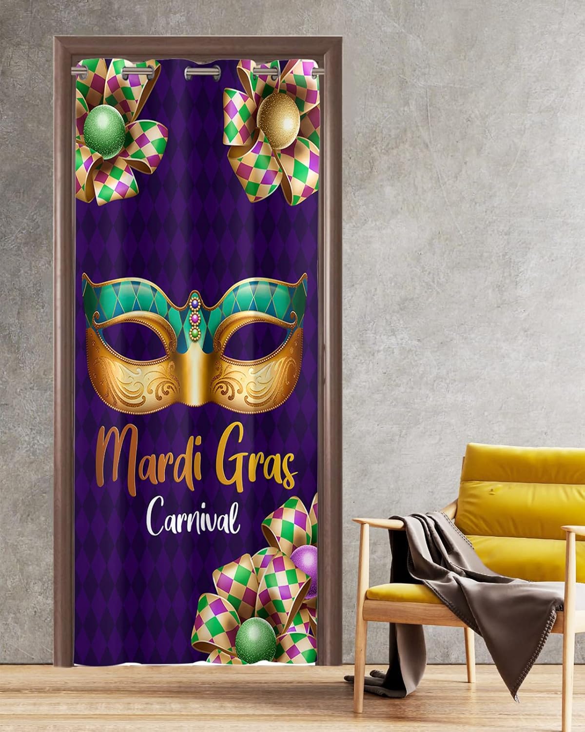Amazon.com: Green Gold Mask Blackout Door Curtain - Thermal Insulated ...