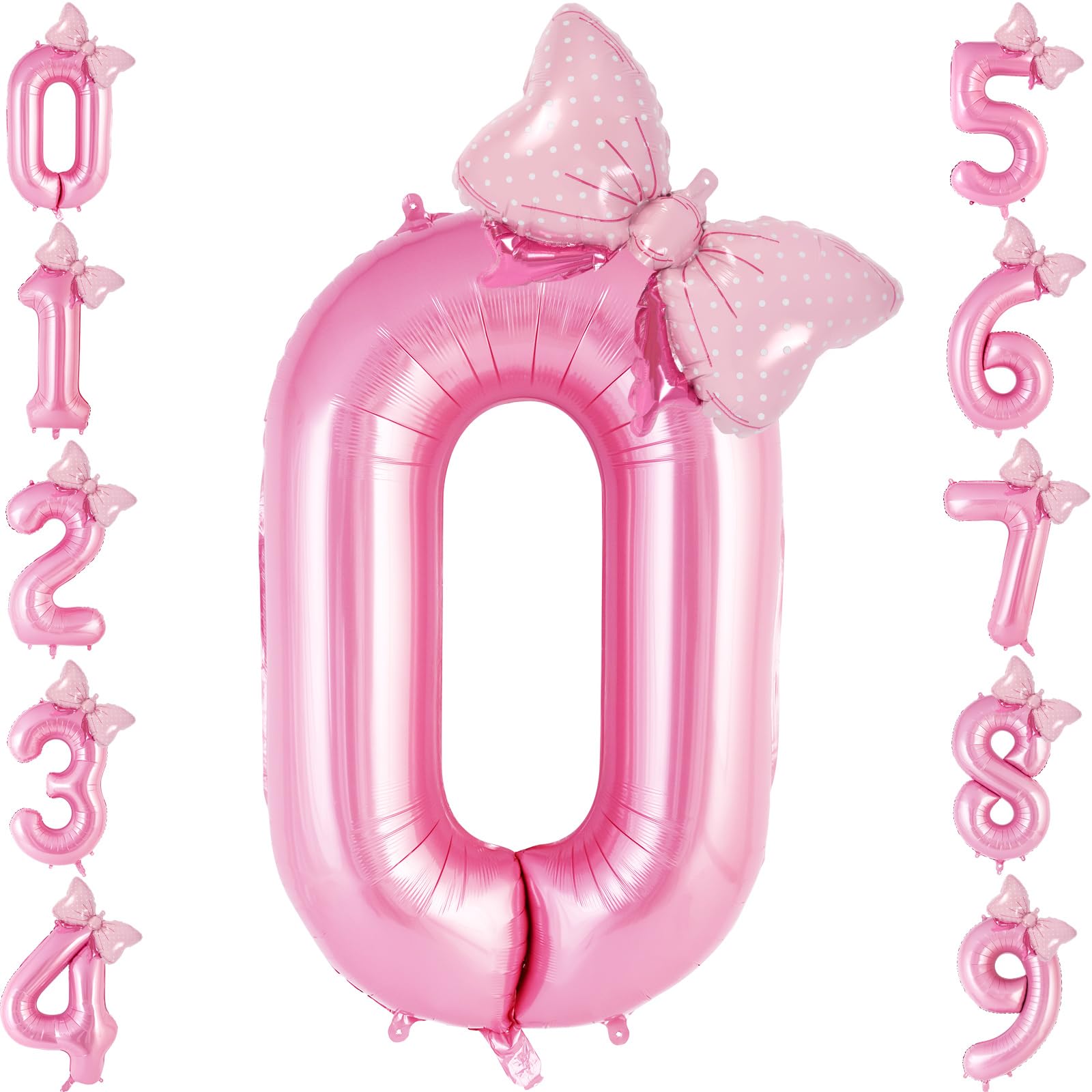Amazon.com: Bow Pink Number 0 Balloon, 40 Inch Large Foil Number ...