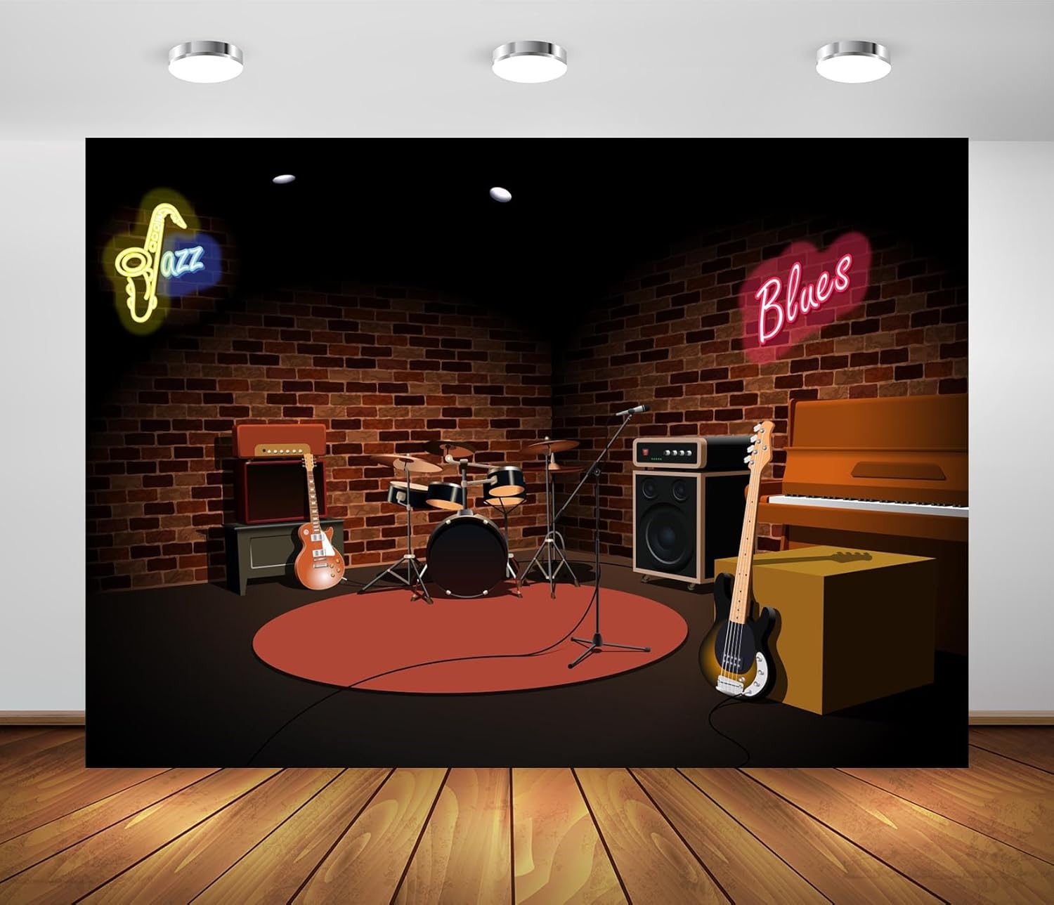 Amazon.com : BELECO 5x3ft Fabric Music Club Bar Backdrop Rock and Roll ...