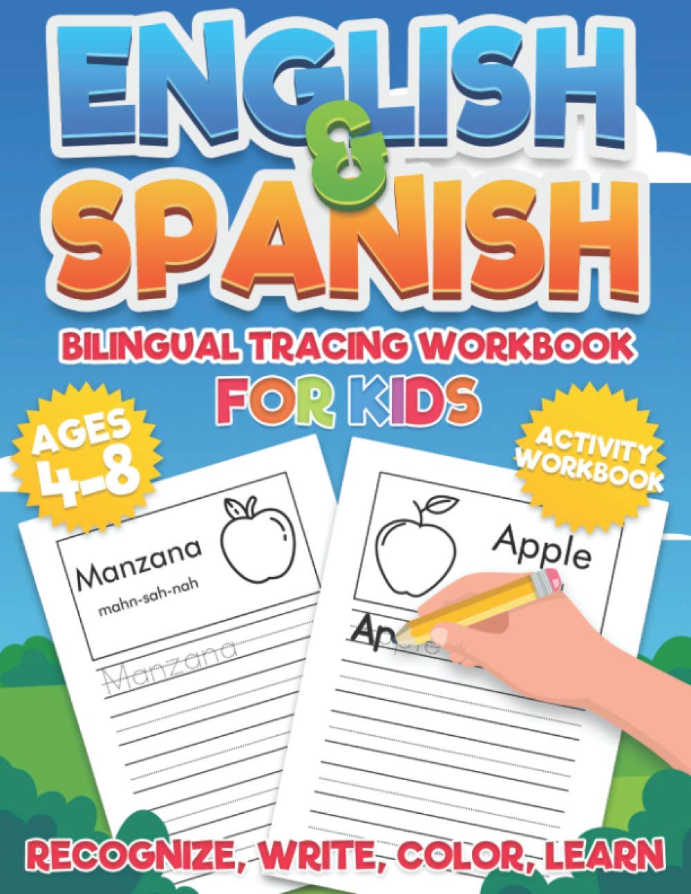 Amazon.com: English & Spanish Bilingual Tracing Workbook For Kids ...