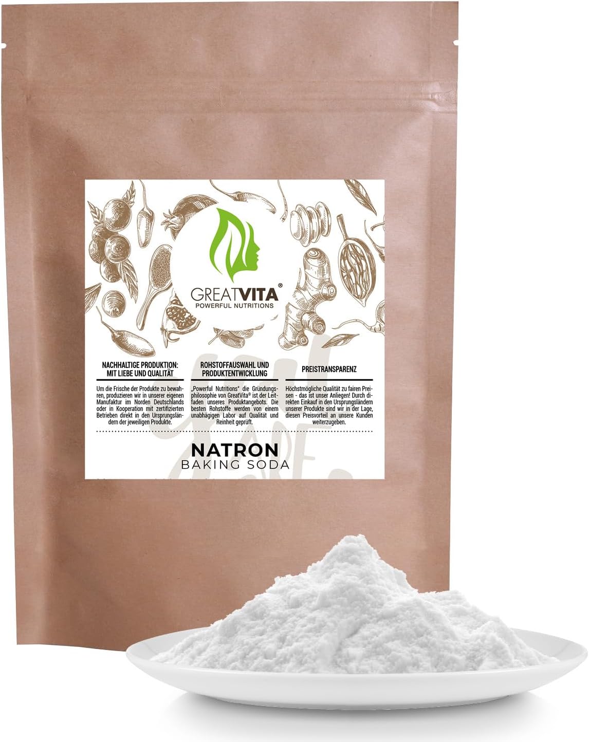 Natron Pulver - 800 g/Backpulver E 500ii | Premium Qualität ...