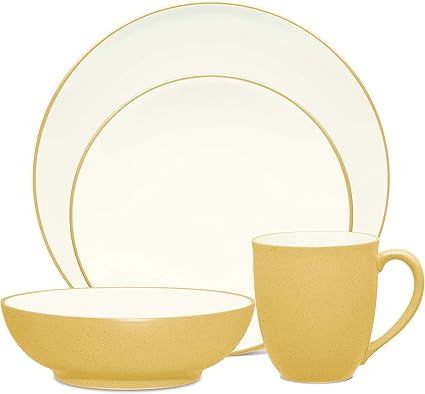 Amazon.com | Noritake Colorwave Mustard 4-Piece Place Setting, Black ...