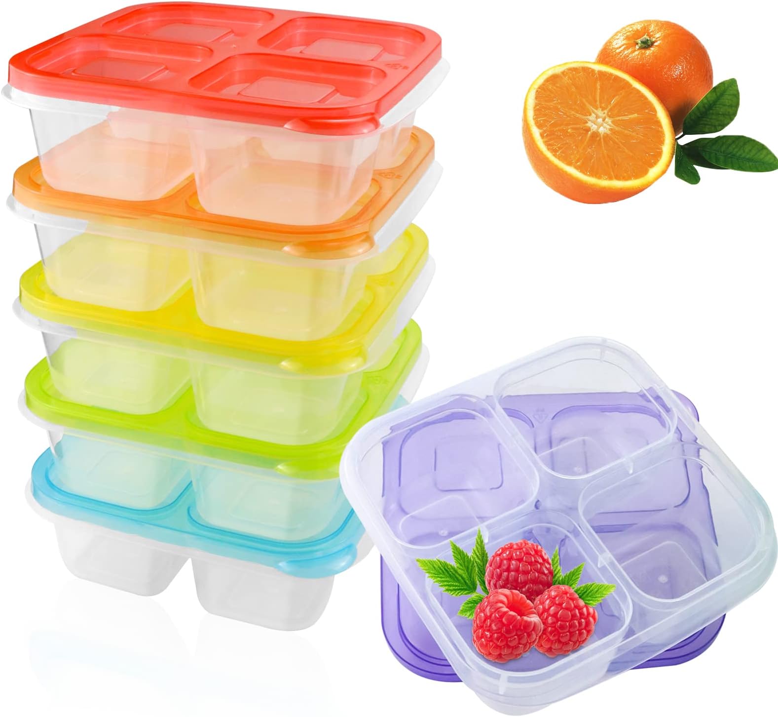 Amazon.com: Bento Lunch Box 3 Compartment Food Containers – Set of 6 ...