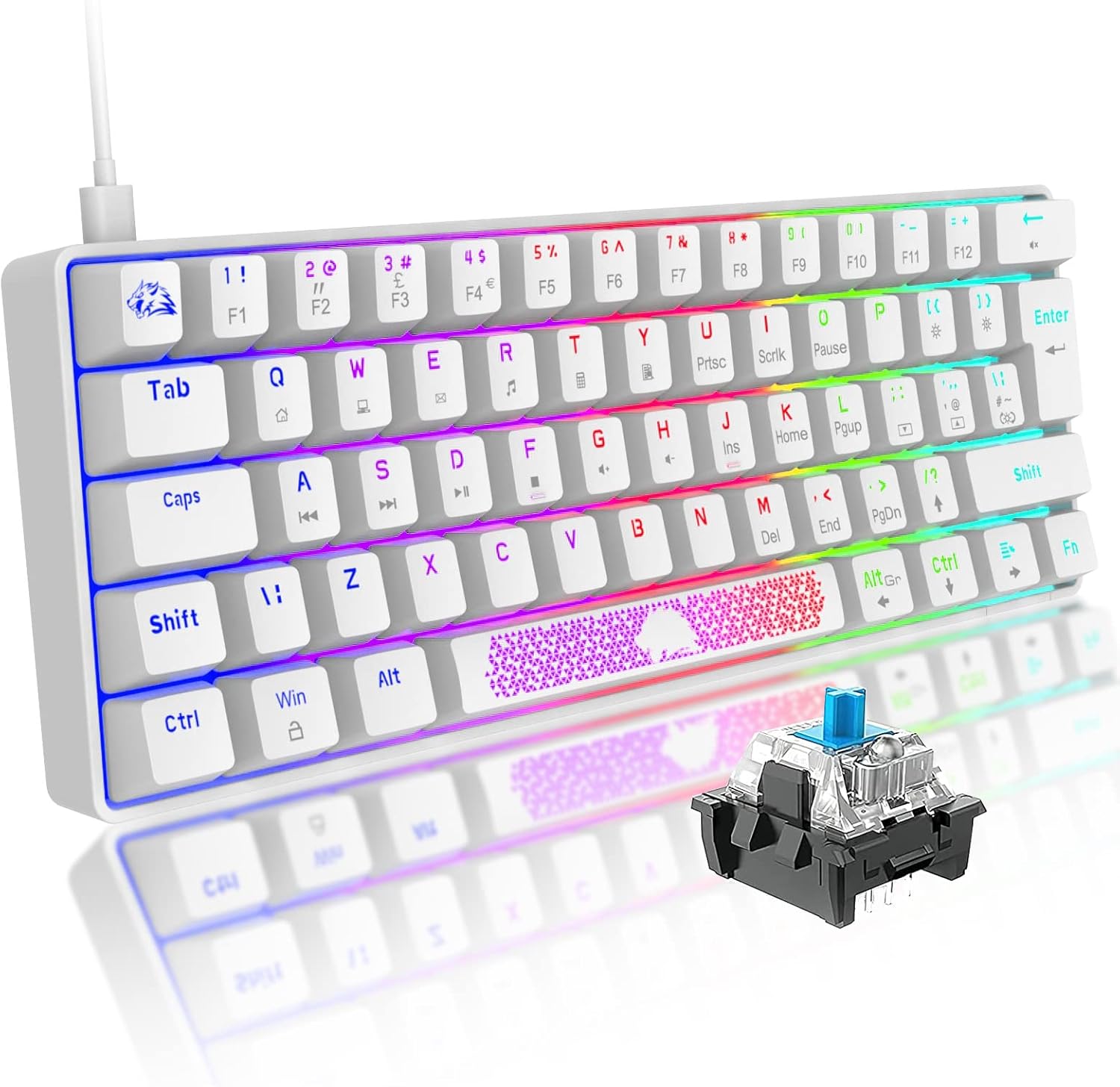 Amazon.com: FELICON Portable 60% Mechanical Gaming Keyboard Type C ...