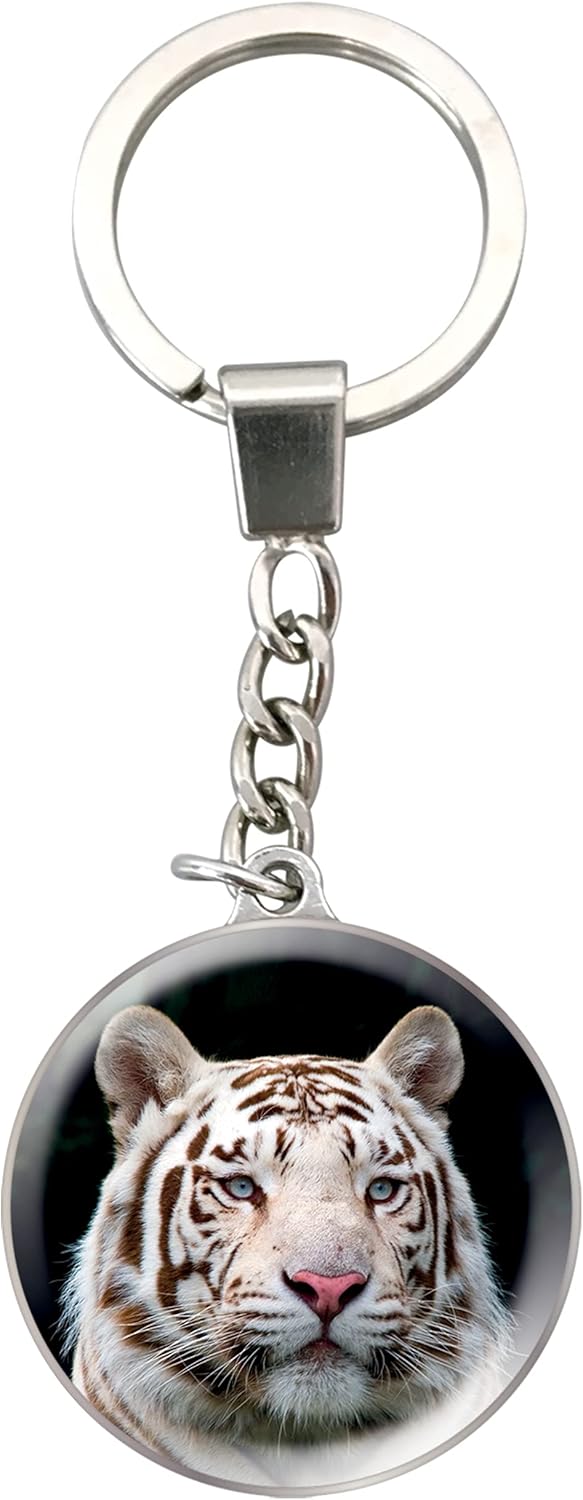 Magnidome Deluxebase White Tiger Keychain – Crystal Glass Dome Animal ...