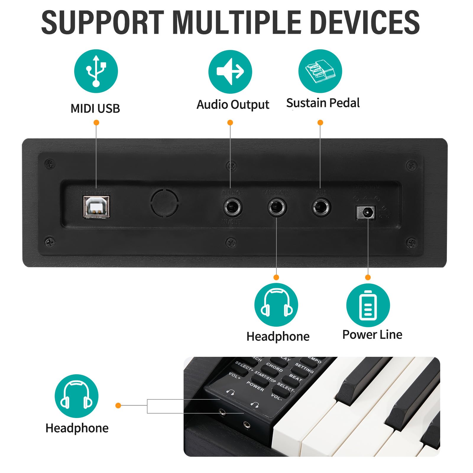 Snapklik.com : AODSK 88-Key Weighted Hammer Action Digital Piano