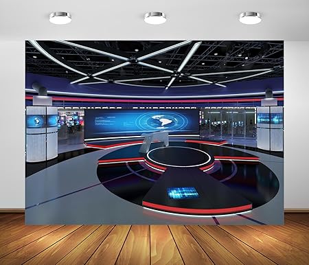 Amazon.com : BELECO 8x6ft Fabric News Studio Backdrop Virtual News ...