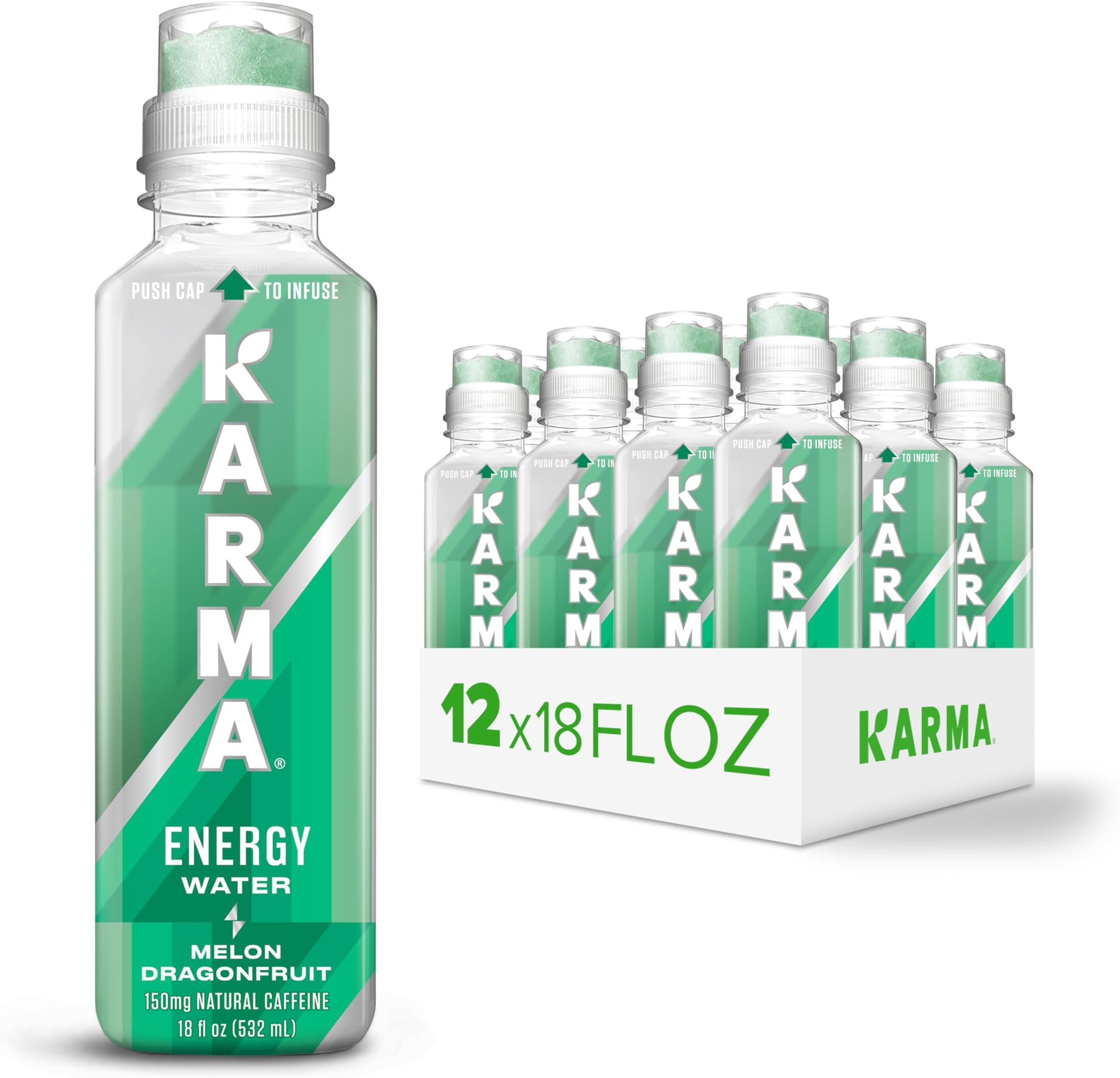 Amazon.com: Karma Natural Energy Drink - 12 Pack, Melon Dragonfruit Caffeinated Water - Clean ...