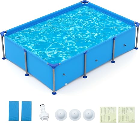Amazon.com: Moccha 8.5' x 6' Rectangle Above Ground Pool - Metal Frame ...