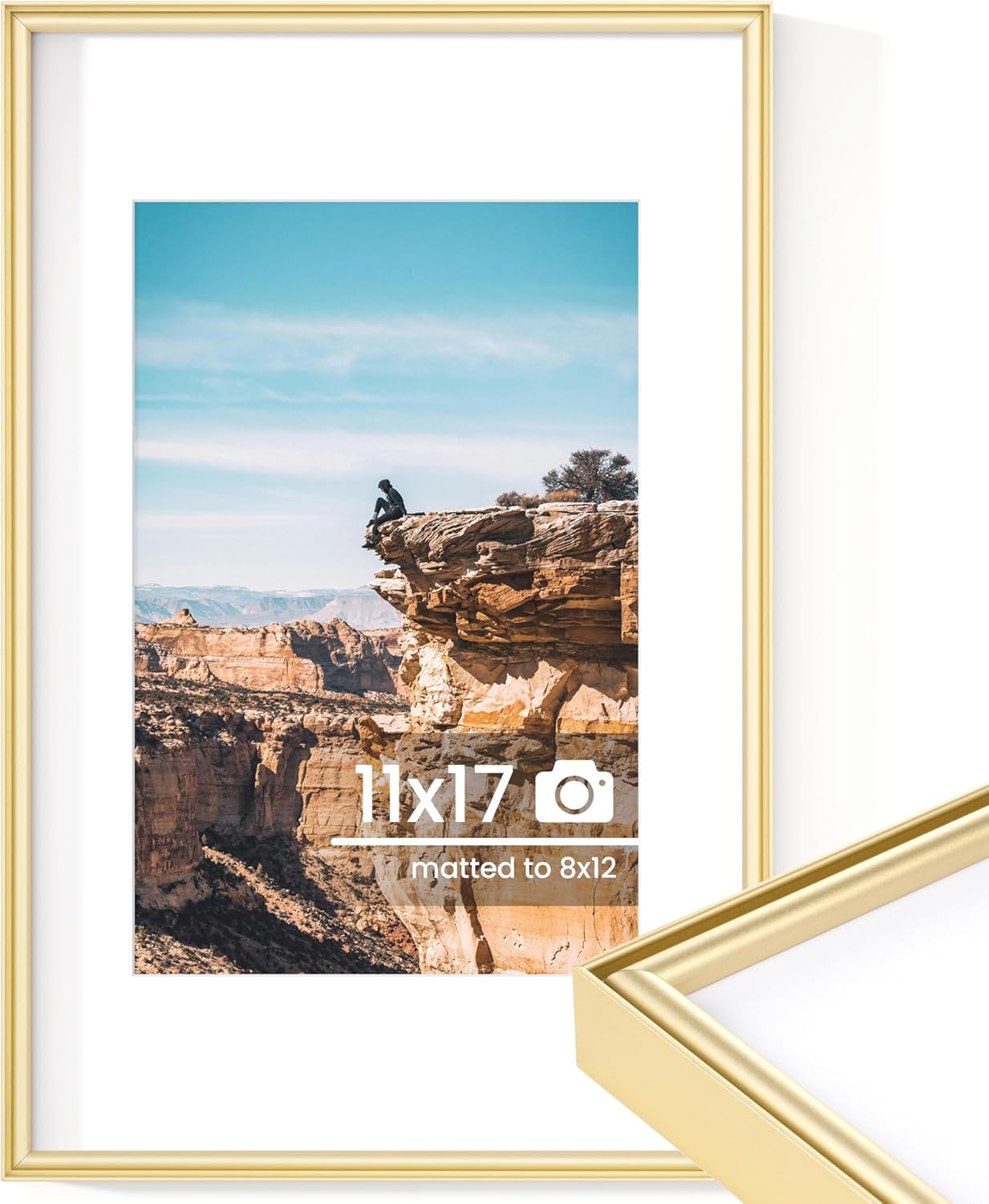 Amazon.com - RICHFOCUS 11 x 17 Aluminum Picture Frame with Mat for 8x12 ...