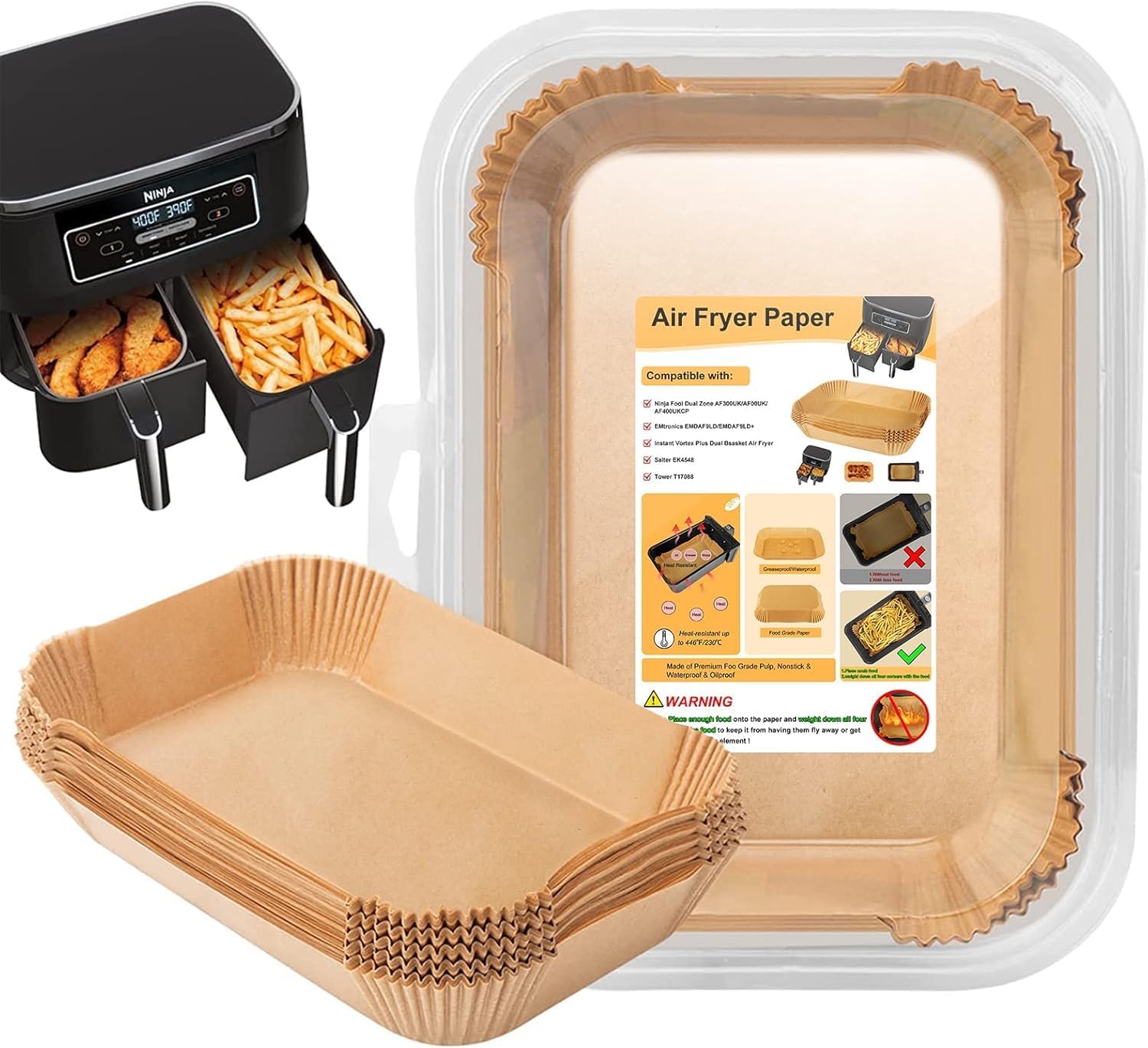 Amazon.com: KDSOM Air Fryer Liners Disposable for Ninja Air Fryer, 100 ...