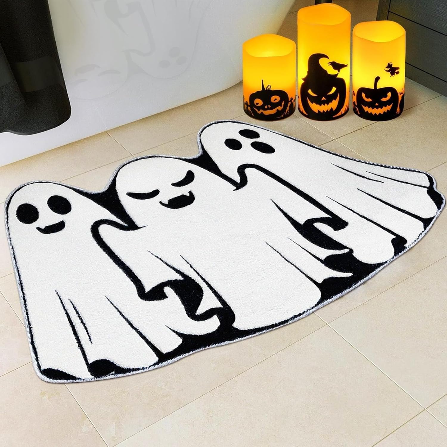 Amazon.com: Halloween Bath Mat, Ghost Rug Spooky Bathroom Mat Non-Slip ...