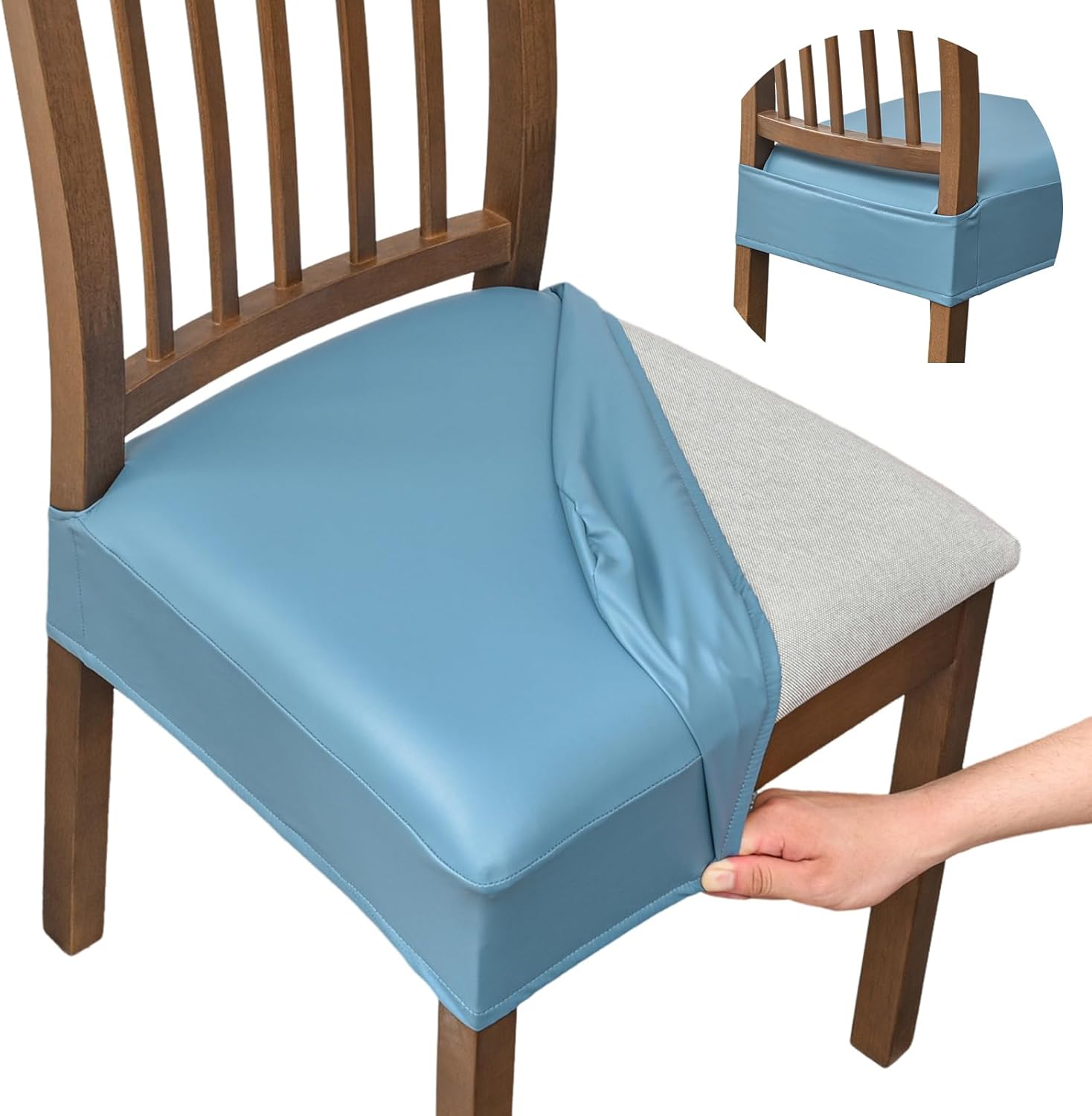 Amazon.com: FUANGUI Dining Chair Covers Set of 4, Waterproof PU Leather ...