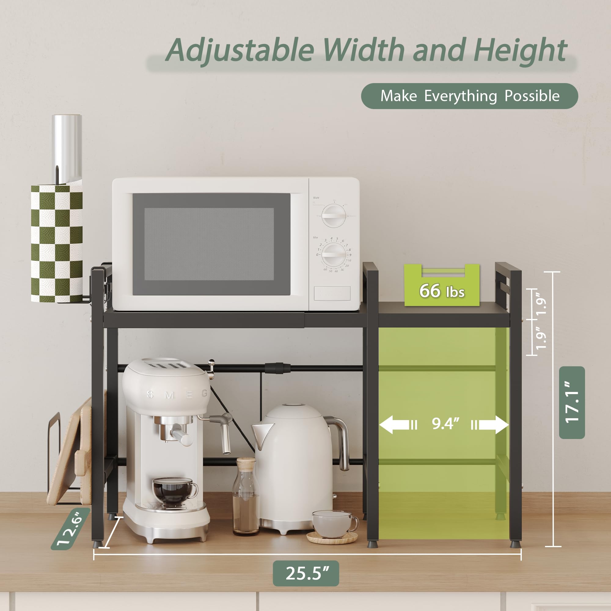 Snapklik.com : NETEL Expandable Microwave Stand,2 Tier Metal Kitchen ...