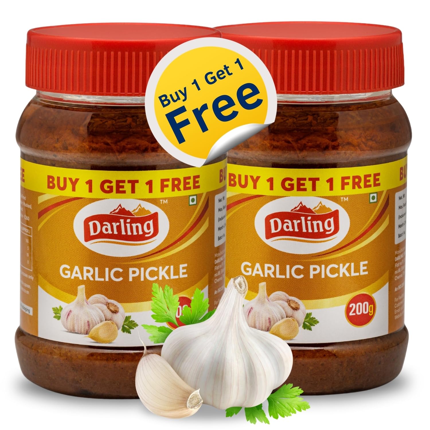 Darling Garlic Pickles 200gm (Buy1 & Get 1) (Traditional South Indian ...