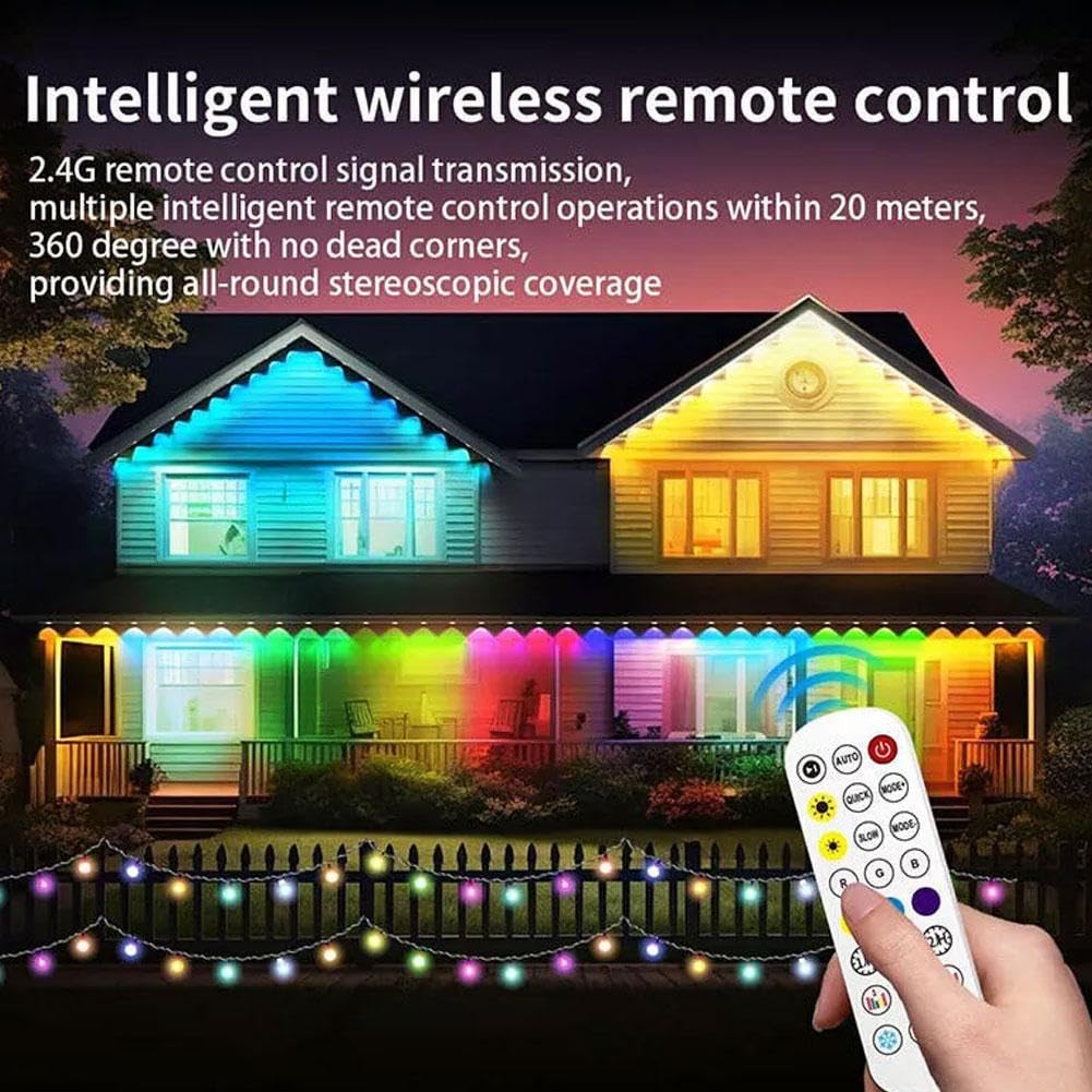 RGB Eave Lights BAILONGJU Permanent Outdoor String Lights 150ft, Smart ...