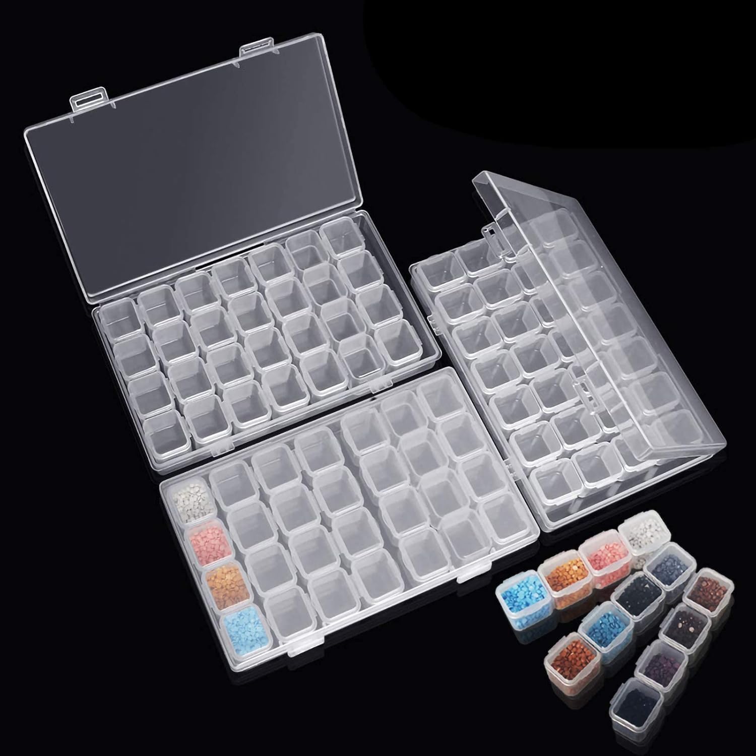 Kulannder Diamond Embroidery Box 3 Pack, Each Clear Storage Box with 28 ...