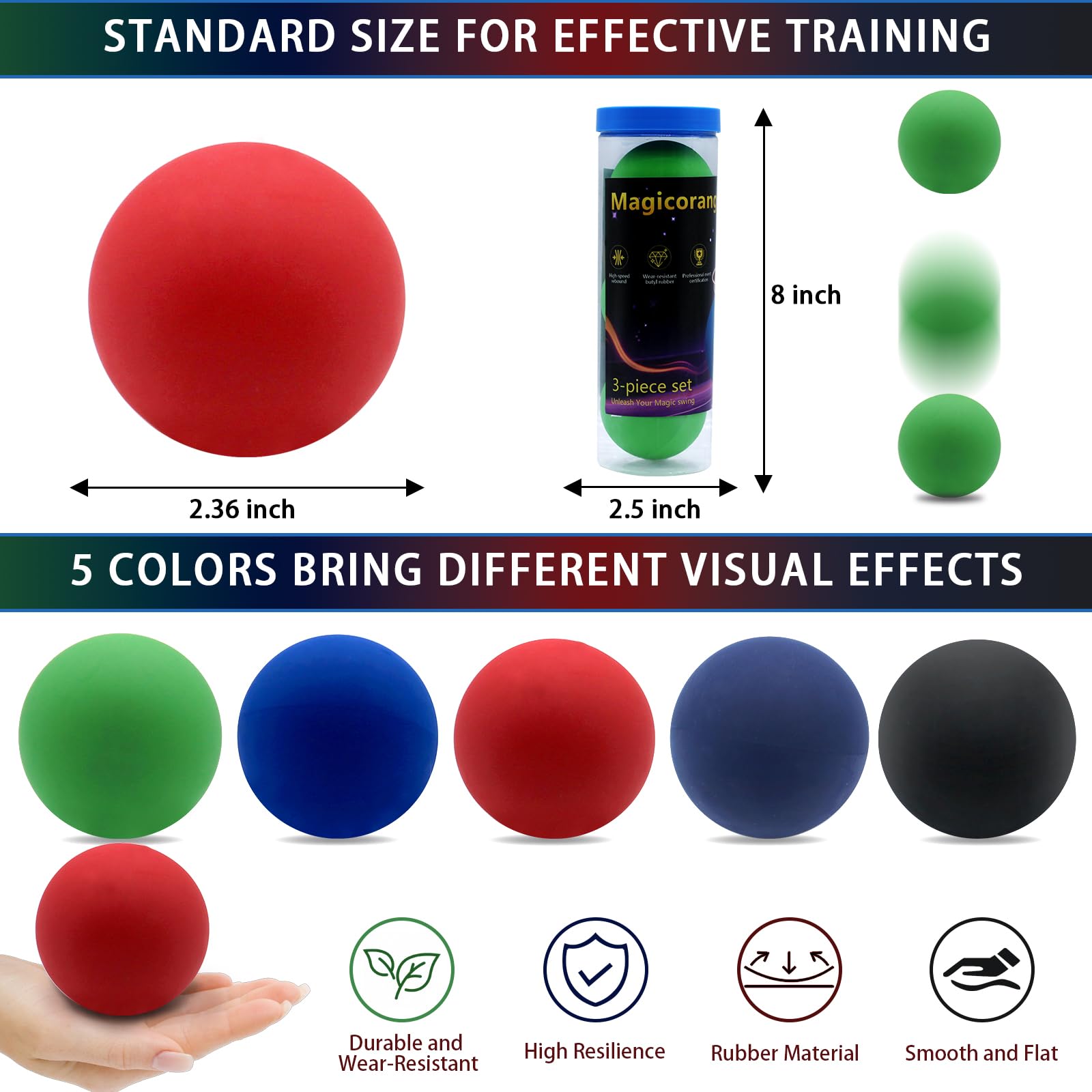 Snapklik.com : 3 Pack Racquetball Multi Colored Racquetballs High ...