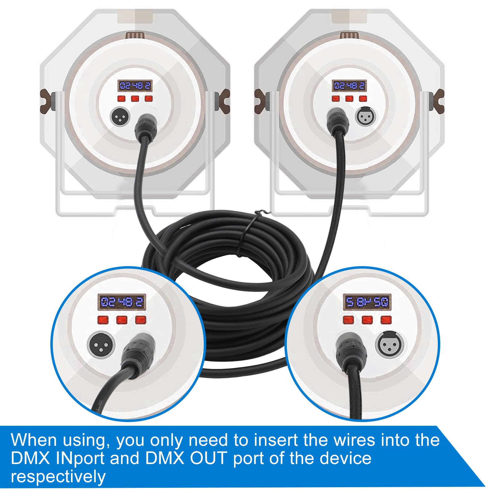 Snapklik.com : Kanayu 10 Pack/ 26.3ft DMX Cable 8 Meter DMX Signal Cables