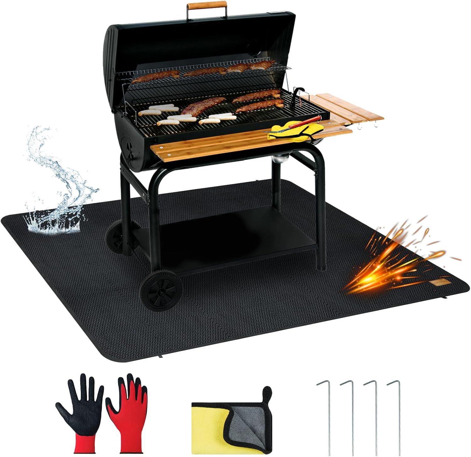 Amazon.com: GERTSOUND Large Under Grill Mat 65 x 39 inches, Fireproof ...