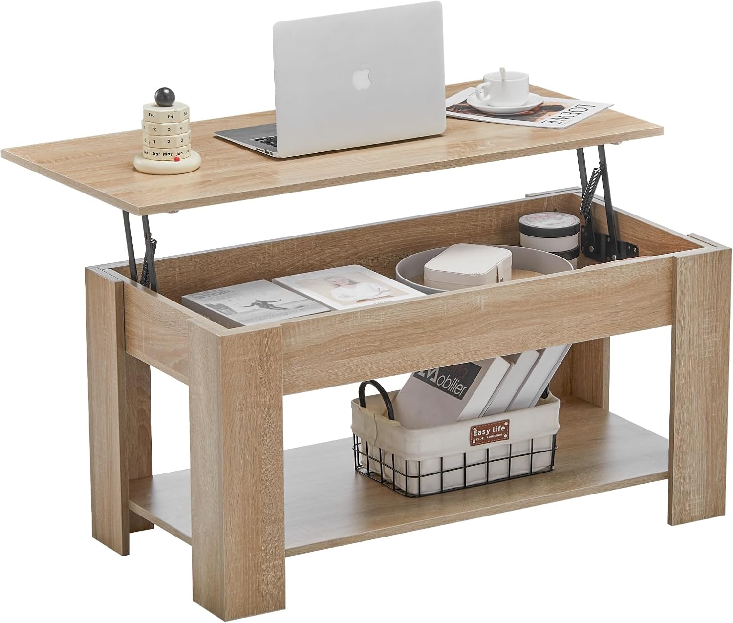 CLIPOP Lift Top Coffee Table Wooden Sofa Side Tea Table with Hidden and ...
