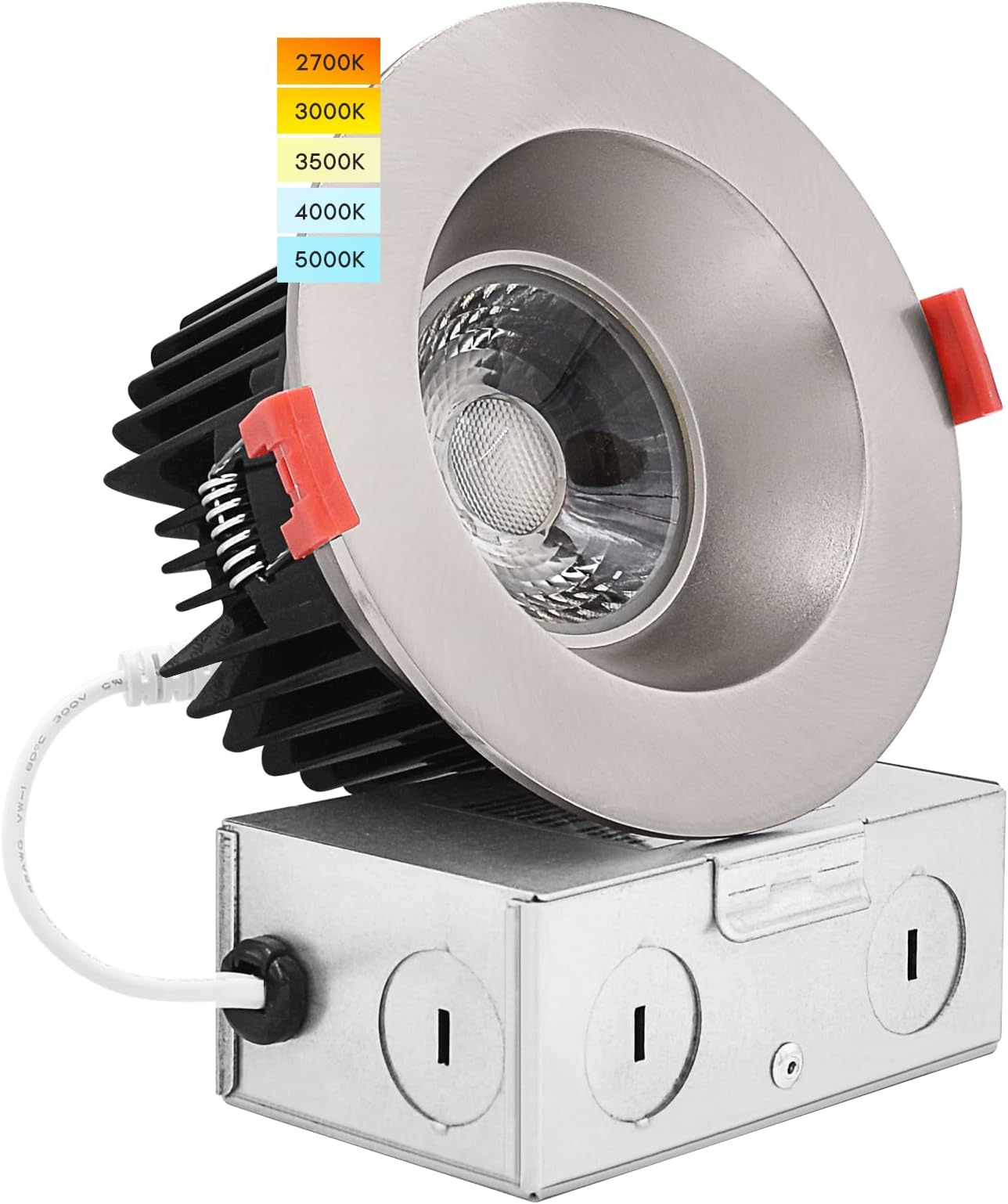 LUXRITE 4 Inch LED Recessed Lighting with Junction Box, 15W, 5 Color ...