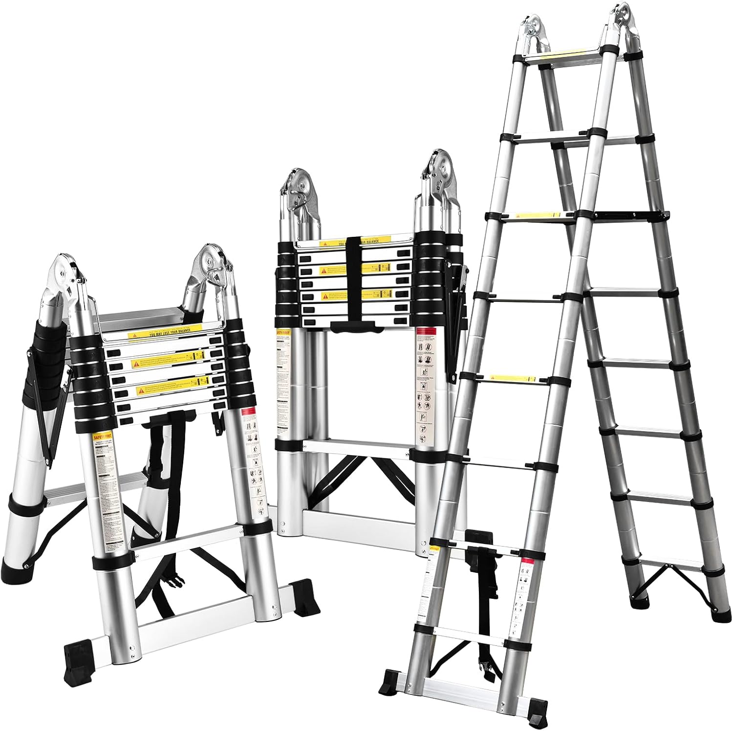 Telescoping Ladder A Frame，Soctone 16.5FT Aluminum Telescopic Ladder ...
