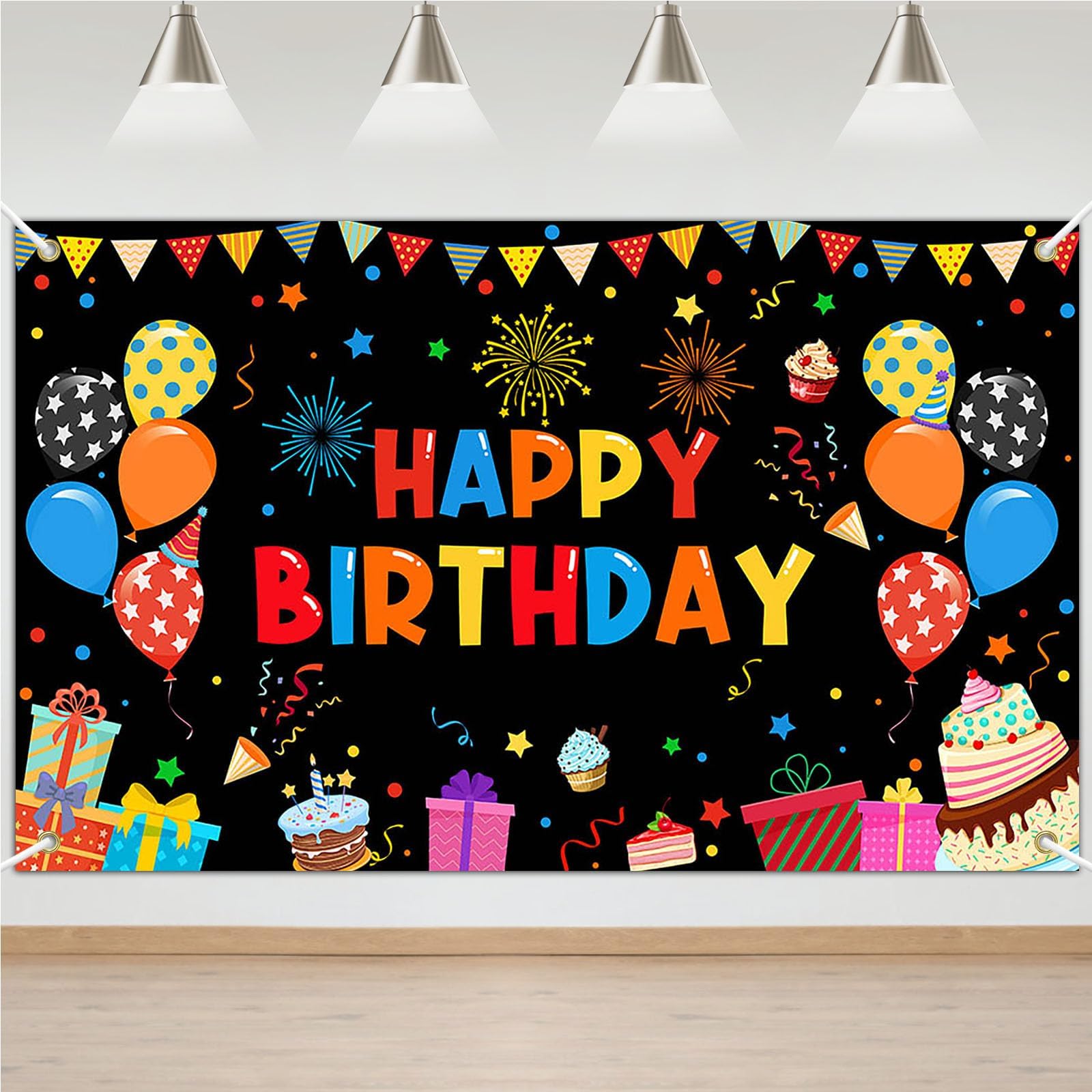 Amazon.com: Avezano Colorful Happy Birthday Banner Rainbow Happy ...
