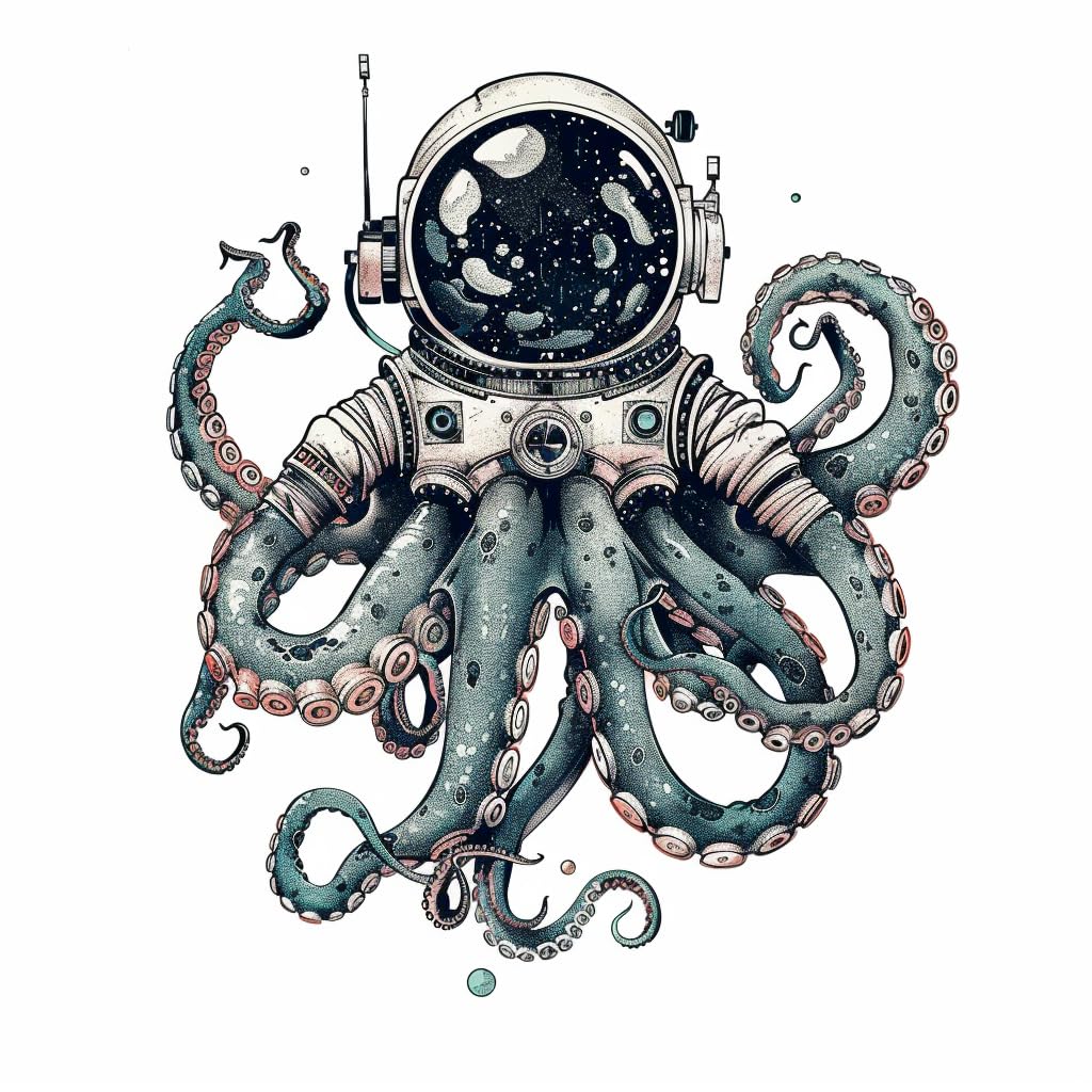 Amazon.com: Sticker of an Octopus Astronaut Majestic Expressive Surreal ...