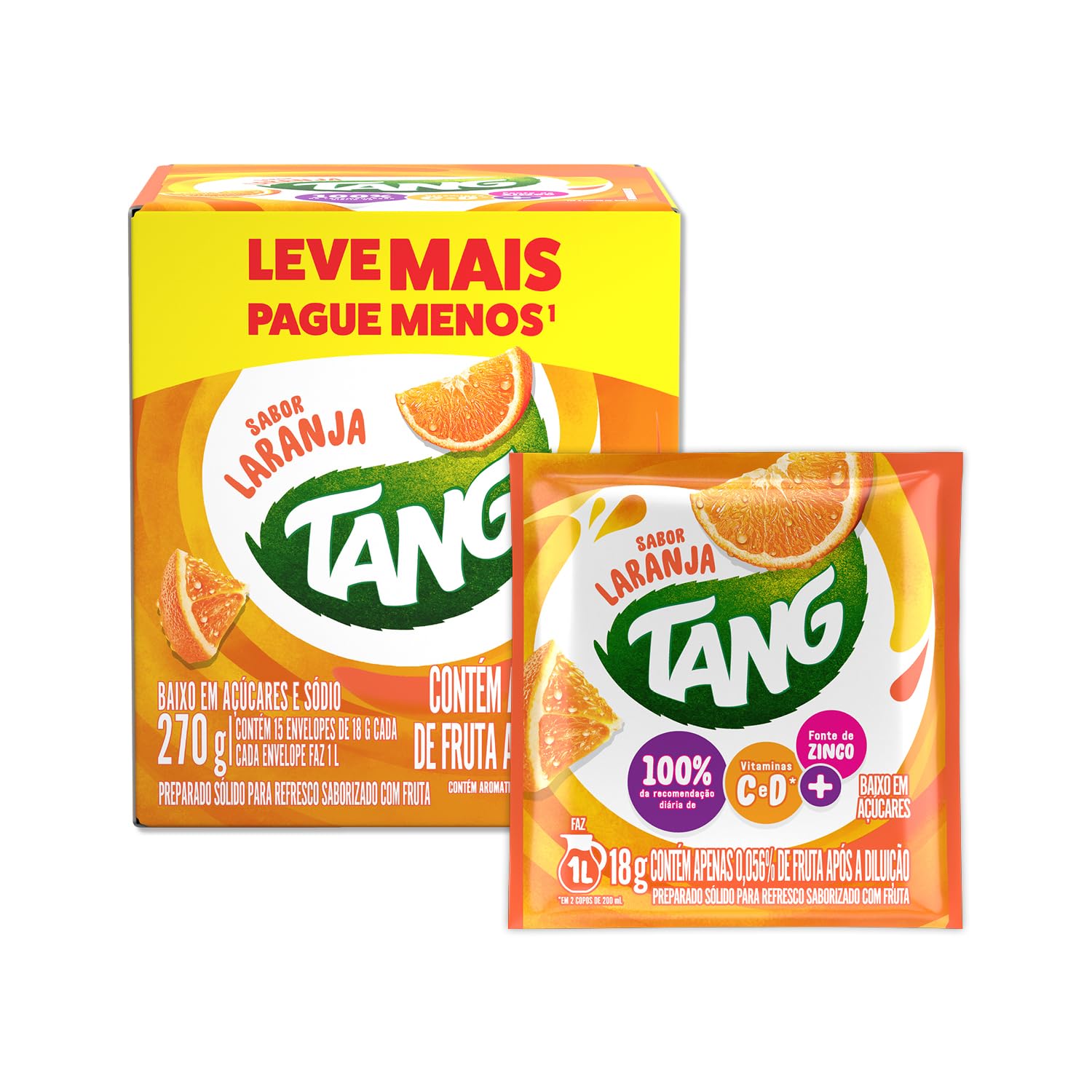 Refresco Em Pó Tang Laranja Caixa Com 15 Unidades De 18g | Amazon.com.br