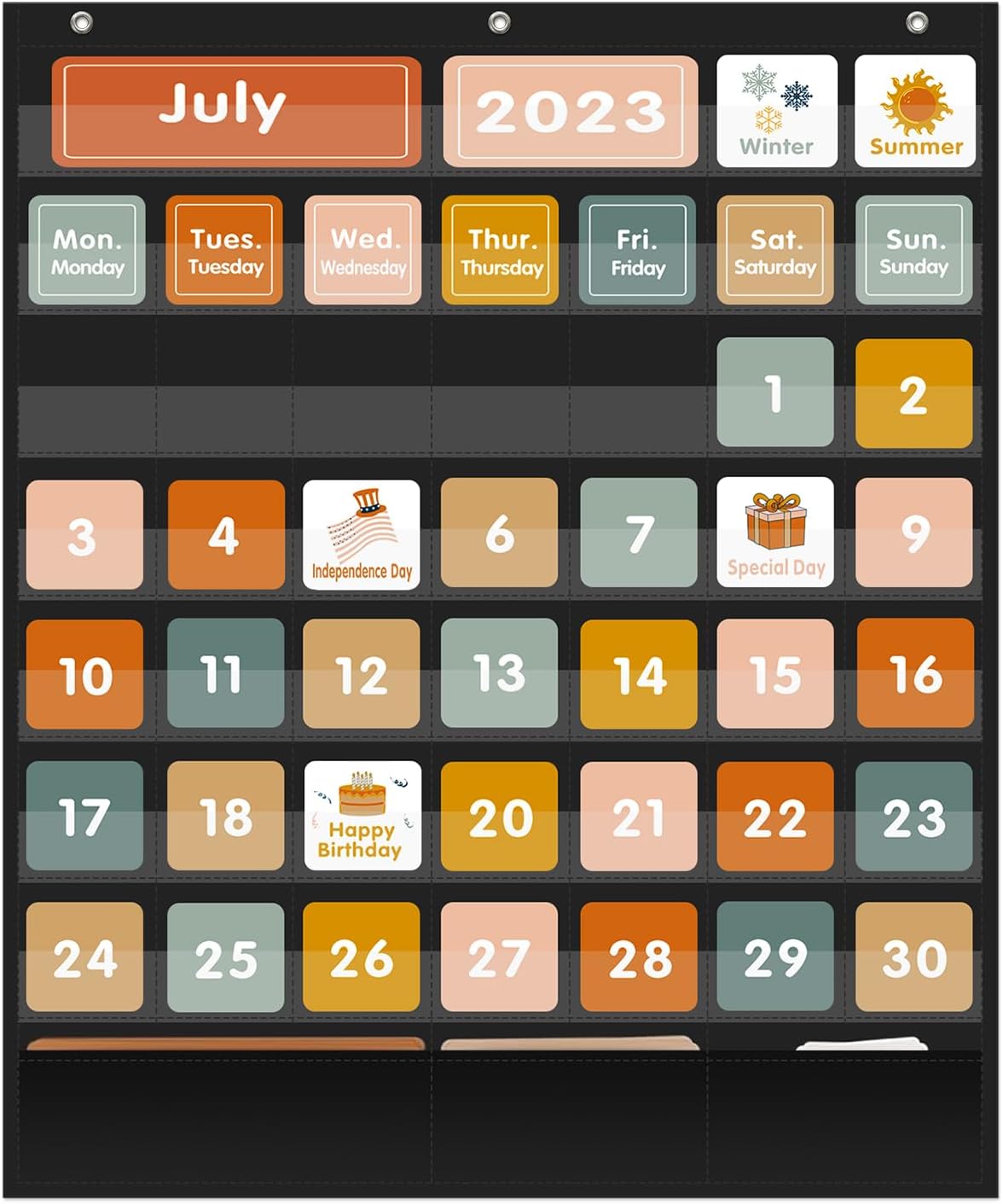 Amazon.com: Monthly Calendar Pocket Chart for Classroom with 92 Cards ...