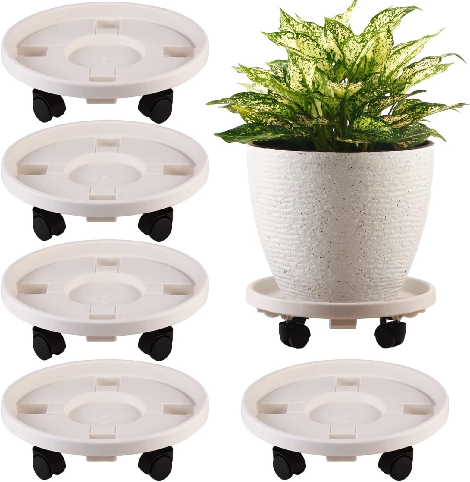 Amazon.com: Spiareal 4 Pcs Rolling Plant Stand with Hidden Wheels 12.1 ...