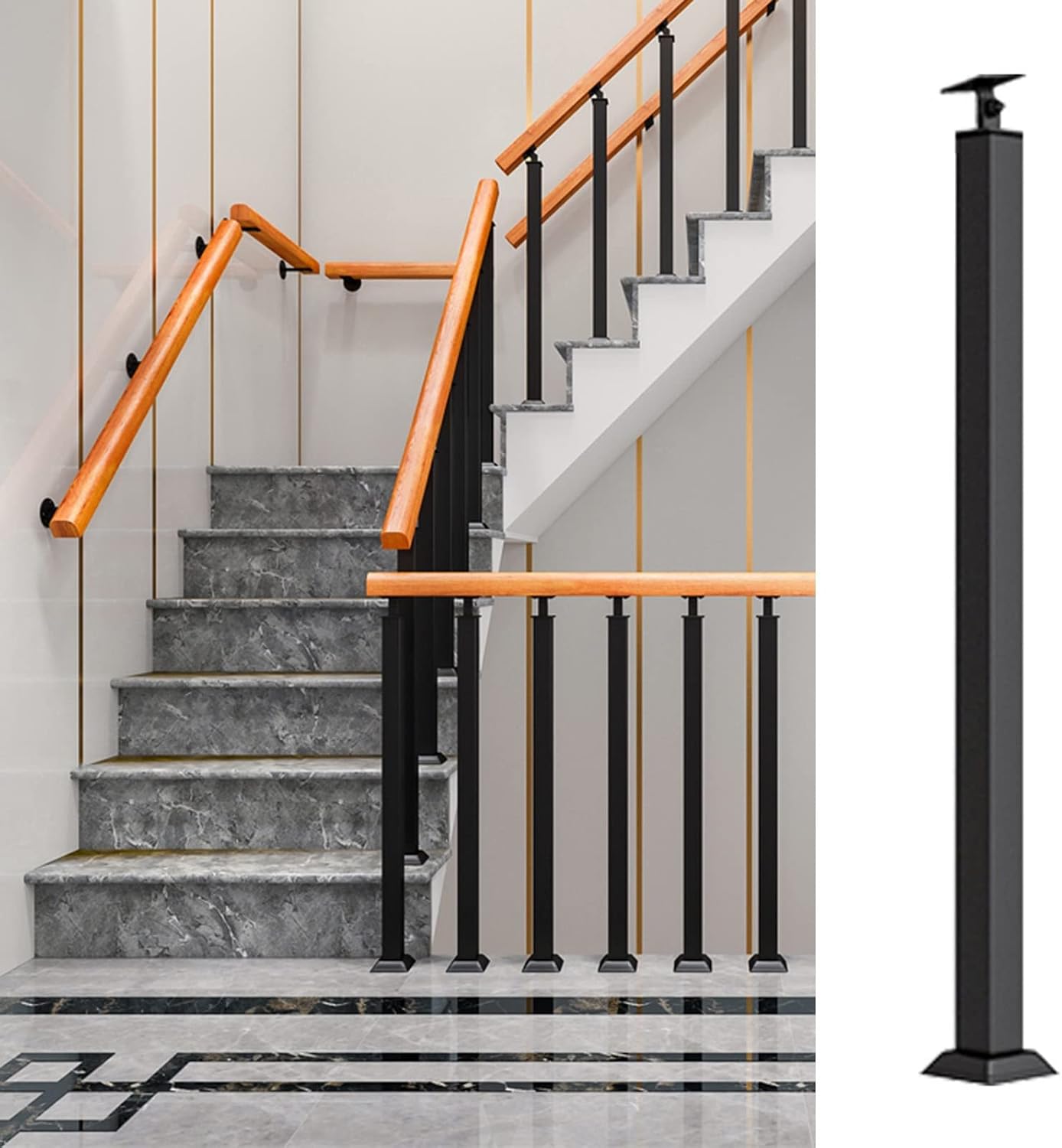 Amazon.com: YXXSDP Deck Balusters Stair Spindles Set Square, Black ...