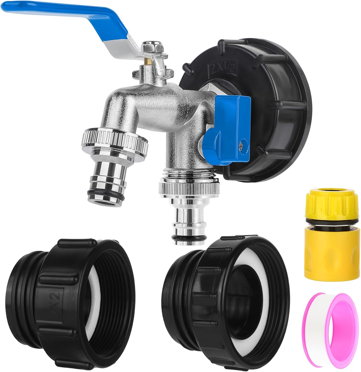 Amazon.com : 275-330 Gallon IBC Tote Adapter with Blue Handle, 3-Size ...