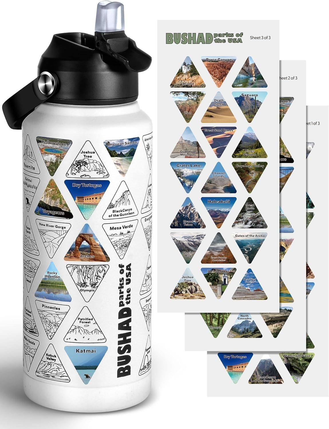 Amazon.com: National Parks Water Bottle with Stickers, USA Bucket List ...