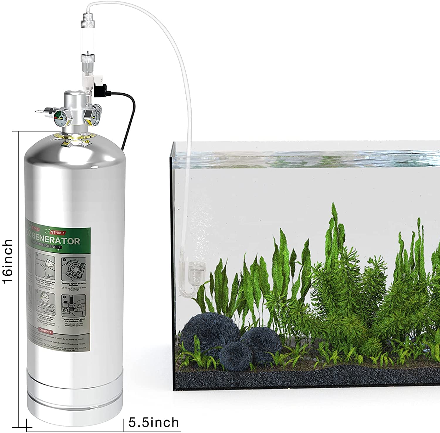 FZONE 4L Aquarium CO2 Generator System Carbon Dioxide Reactor Kit with ...