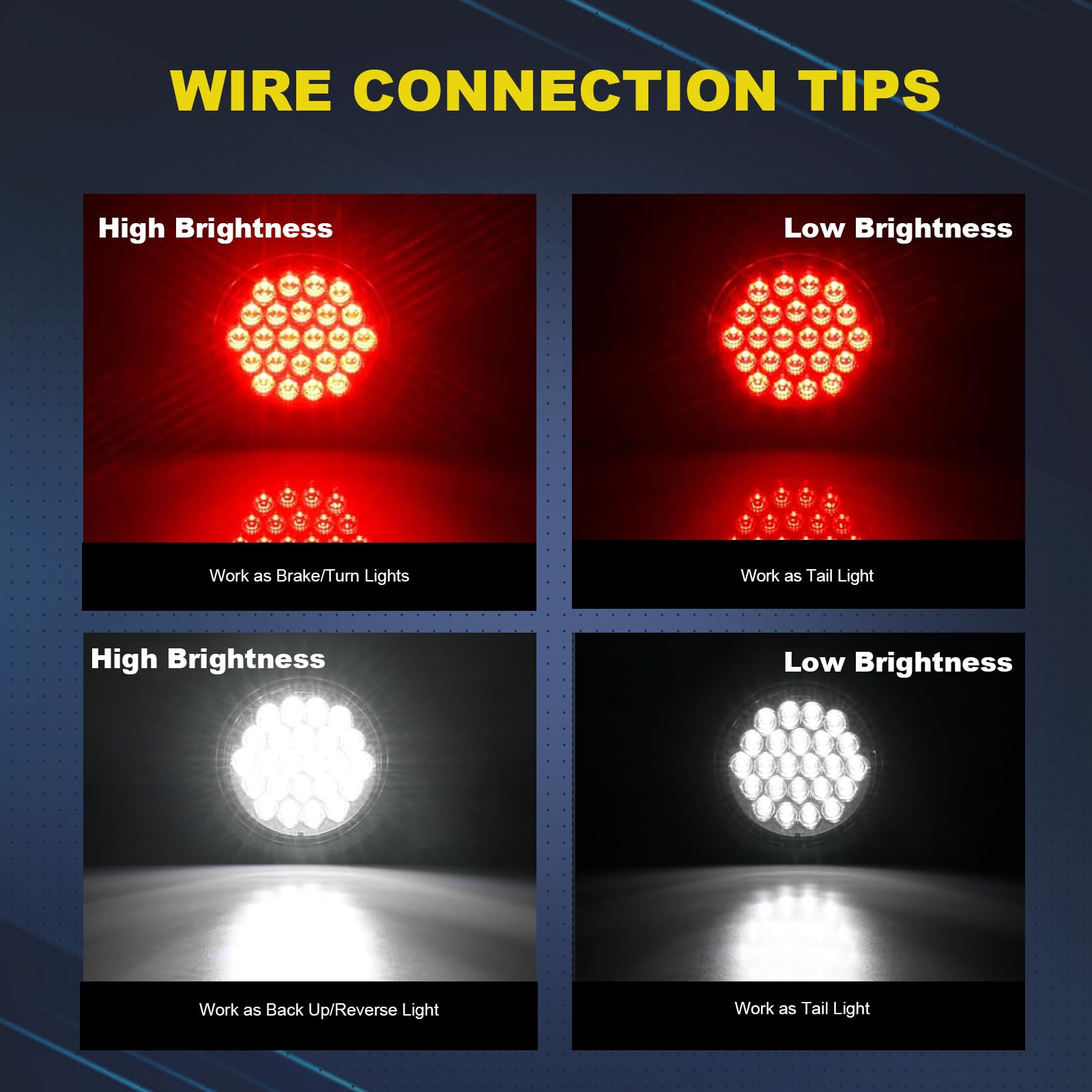 Snapklik.com : WALSIO 4 PCS 4 Inch Red Led Round Trailer Tail Lights ...