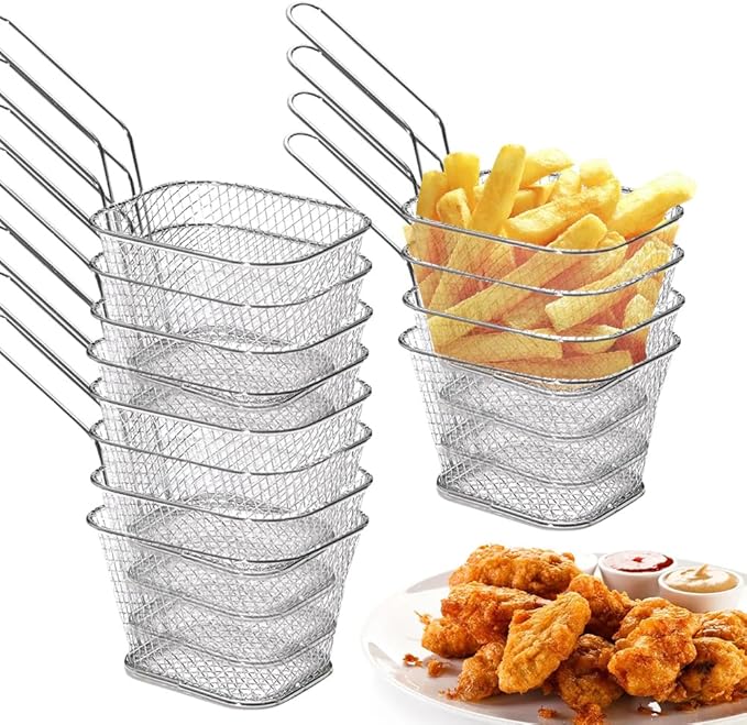 CYNNXIA Chip Serving Frying Baskets 12 Pcs Mini Chip Baskets with ...