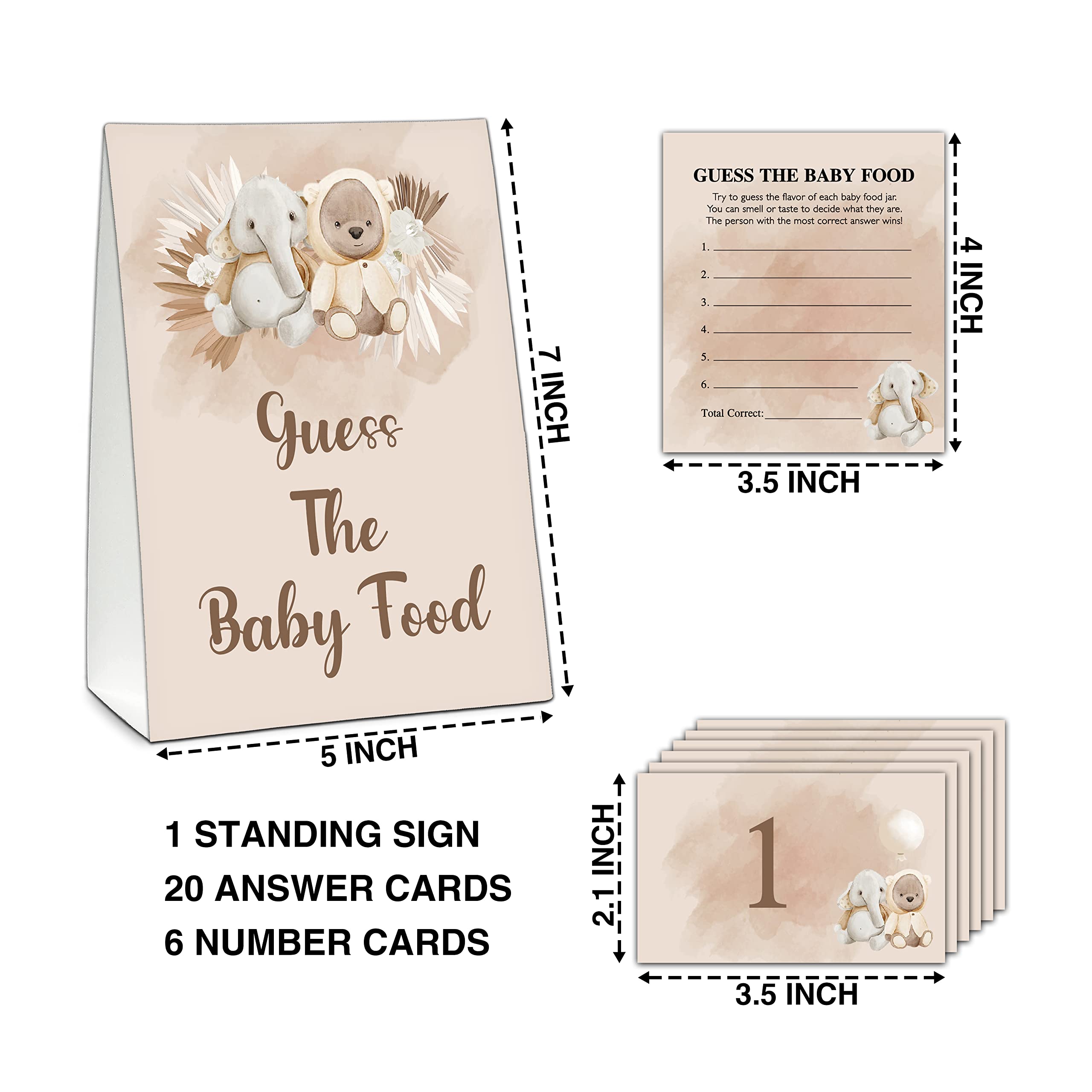 Guess the Baby Food Party Games, Boho Bear Elephant Baby Shower Game ...