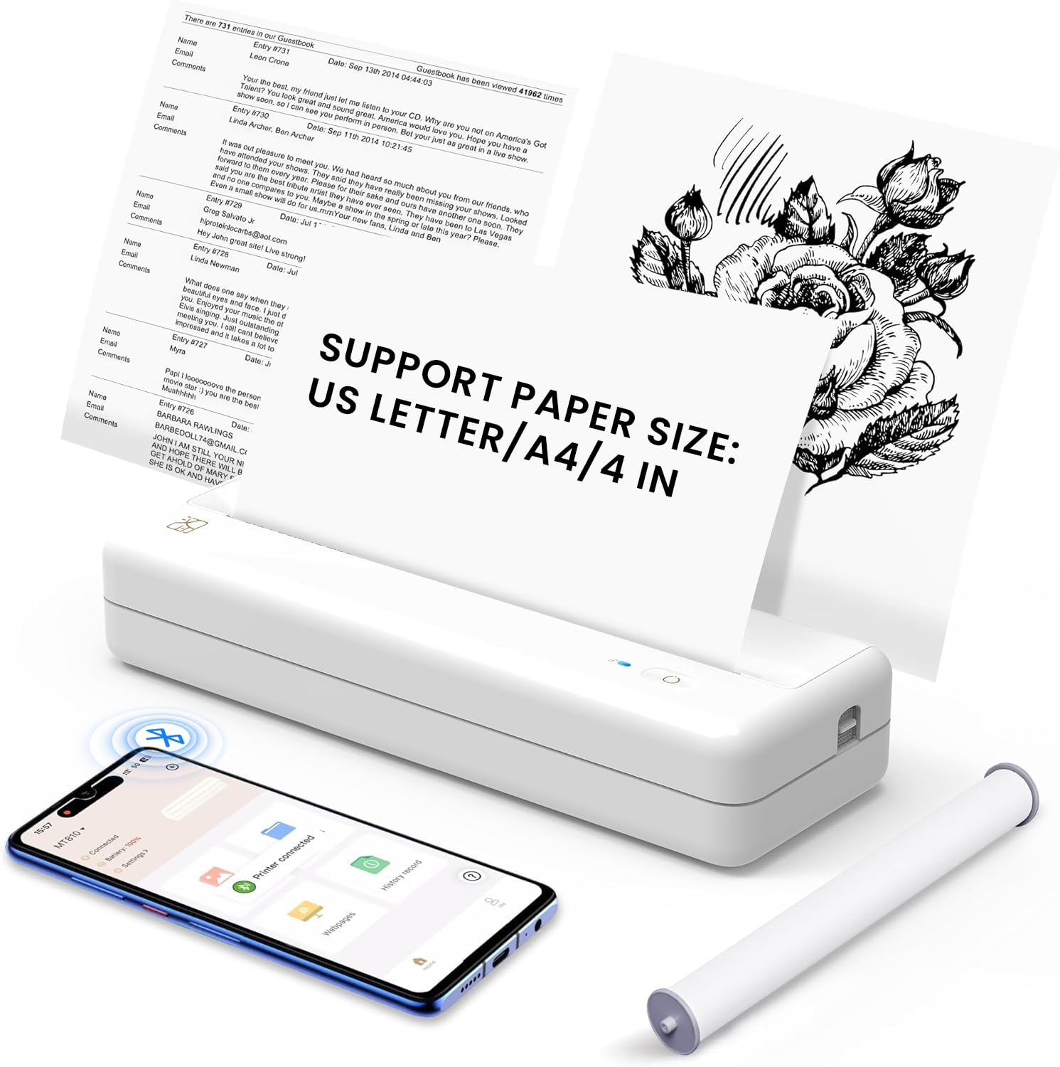 HPRT A4 Thermal Printer - MT810 Portable Bluetooth Printer, Support ...