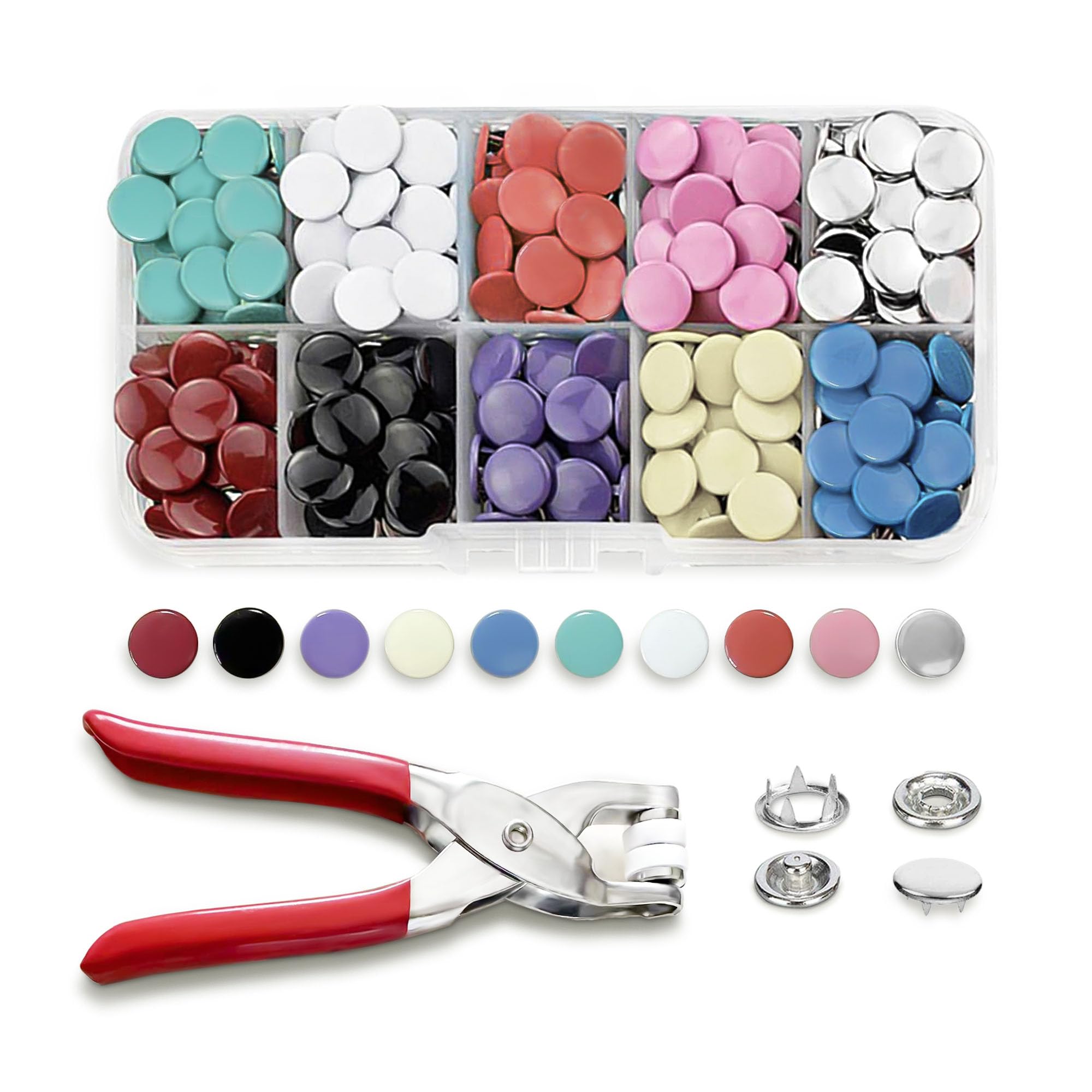 Amazon.com: 300 Sets Metal Snap Buttons with Fastener Pliers Press Tool ...