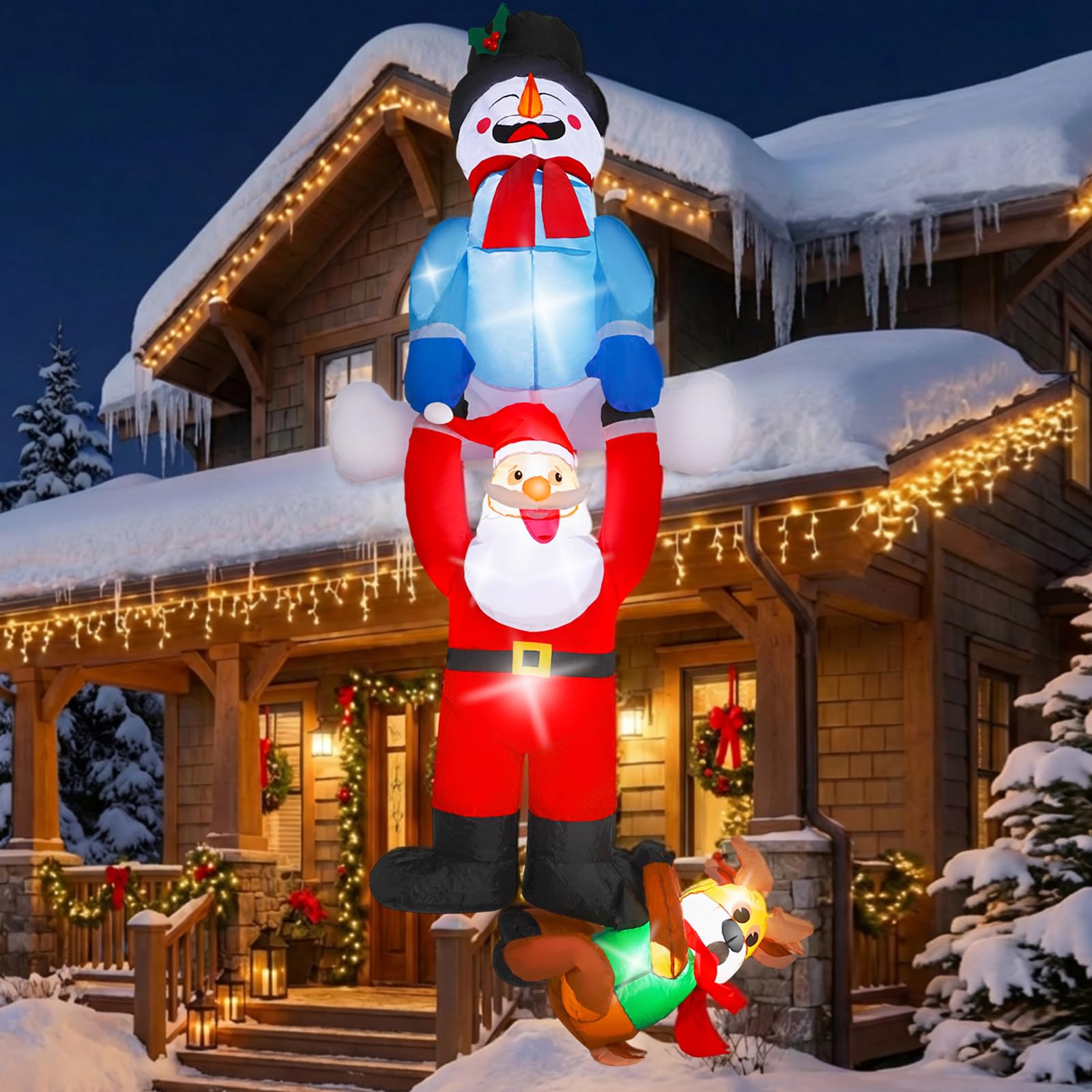 Snapklik.com : 8FT Christmas Inflatable Decoration Snowman Pulling ...