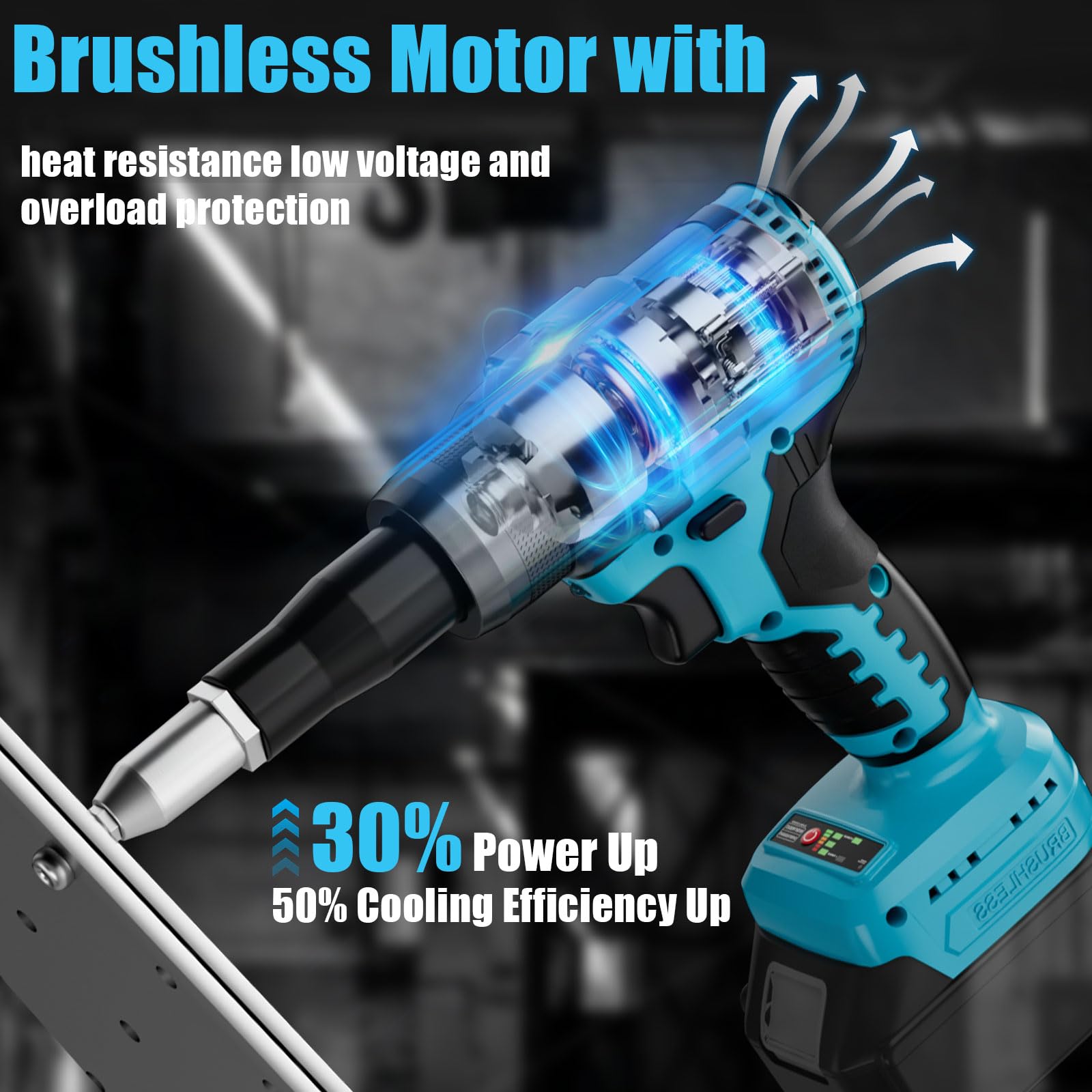 Battery Riveter 2in 1 Cordless Rivet Gun Electric Riveter Brushless ...