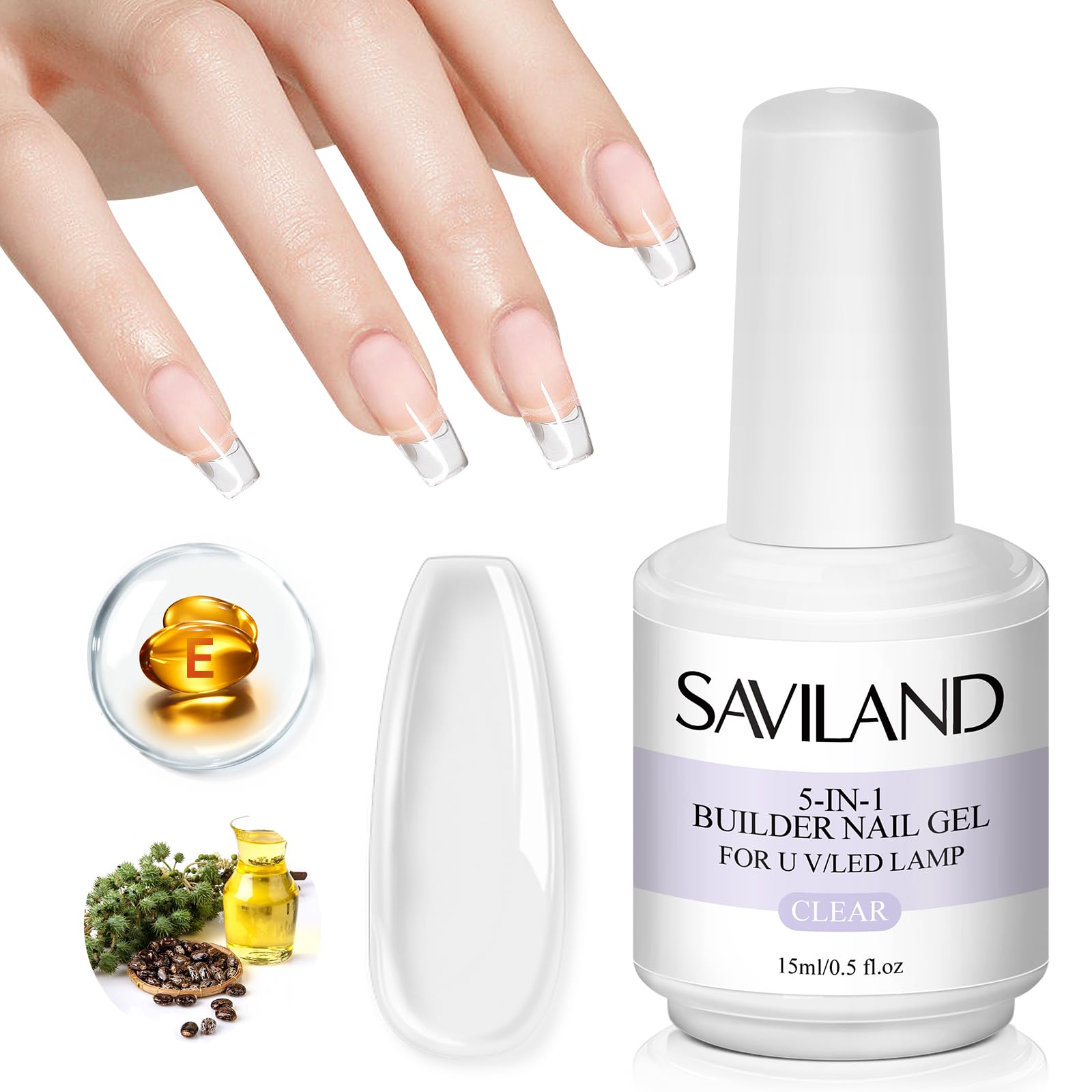 Amazon.com : SAVILAND 5 in 1 Clear Builder Nail Gel - 15ml Quick ...