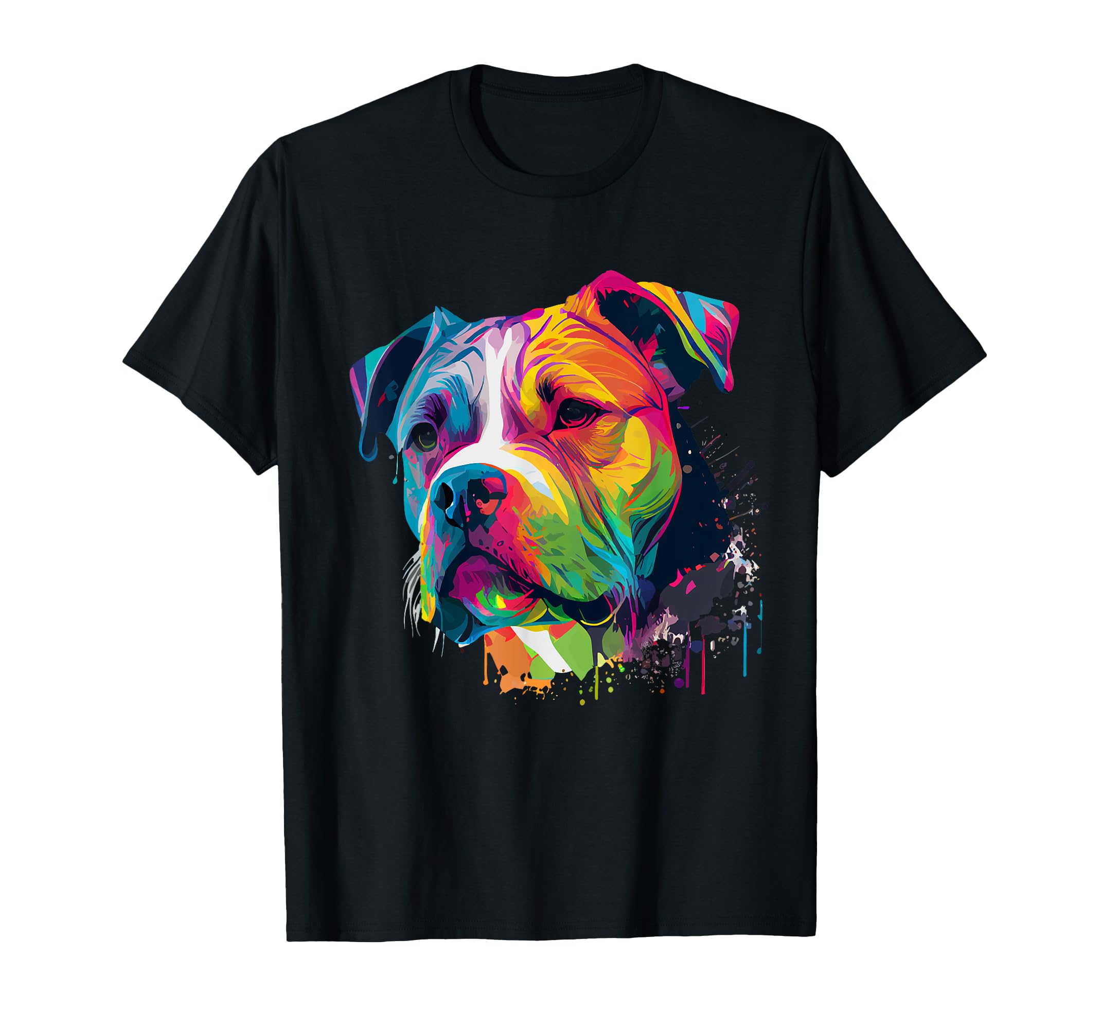 Amazon.com: Colorful American Bulldog American Bully Men Women T-Shirt ...