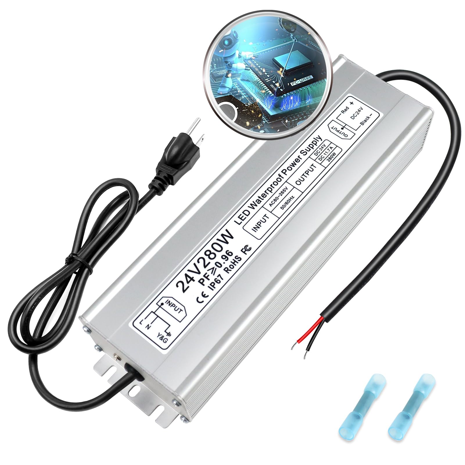 Snapklik.com : inShareplus IP67 24V 280W LED Power Supply, AC 80-265V ...